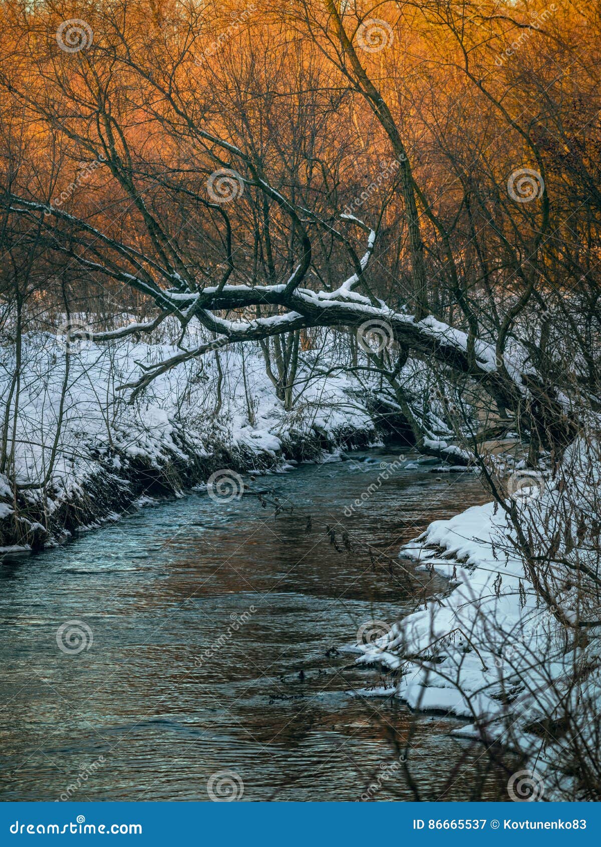 Spring landscape creek stock image. Image of frozen, frost - 86665537