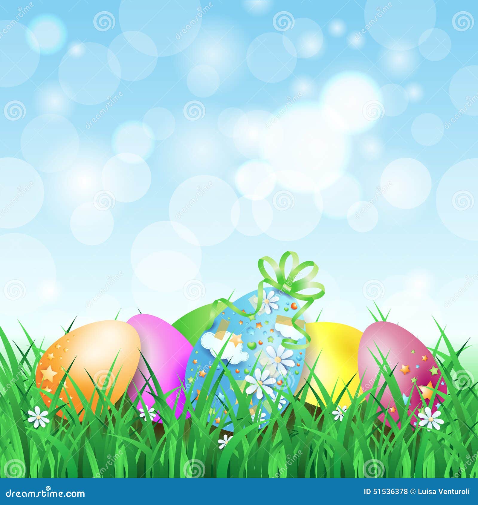 Spring Landscape with Easter Eggs Stock Vector - Illustration of season ...