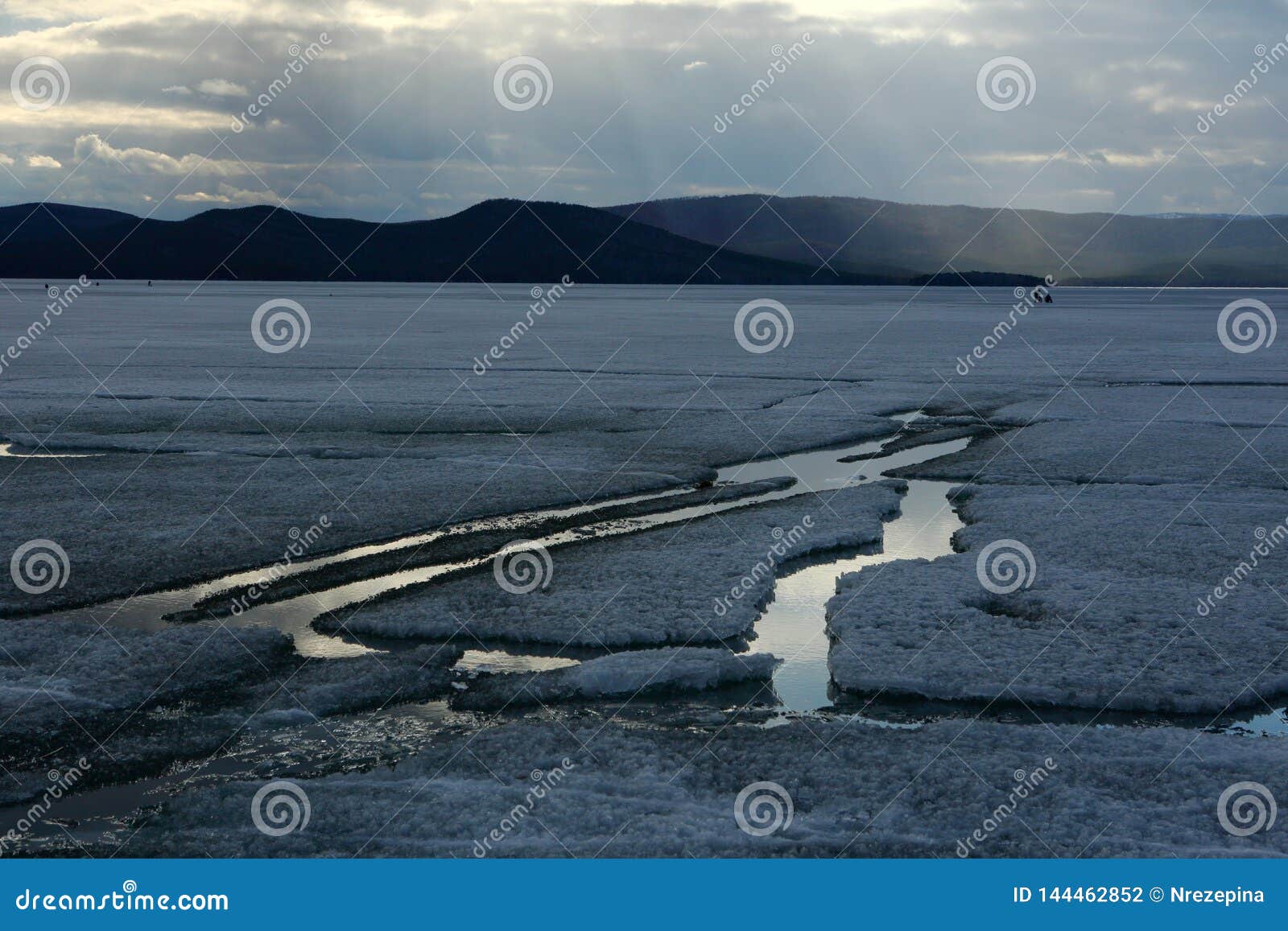 Spring Landscape with Ice Drift on the Lake Stock Photo - Image of ...
