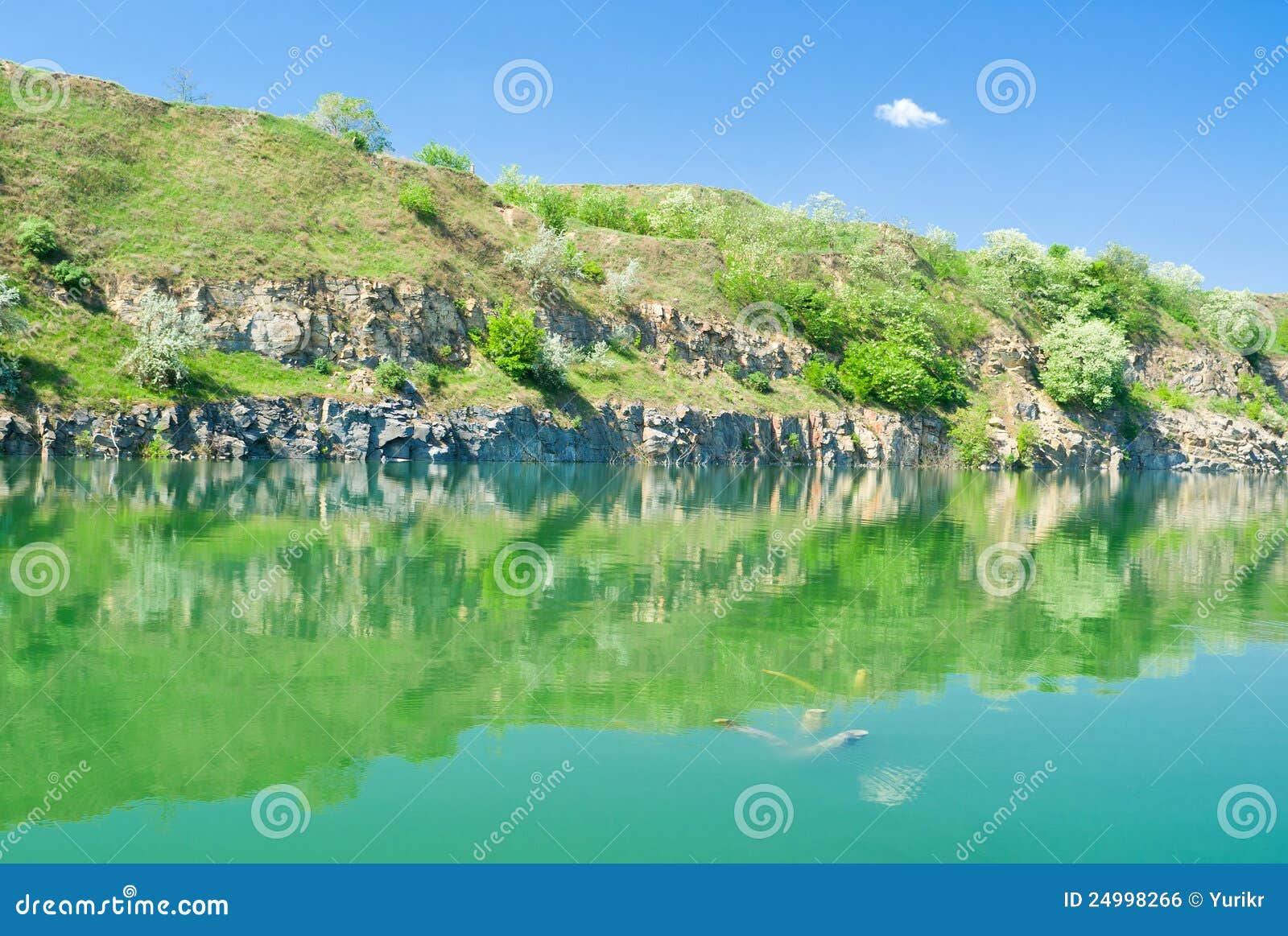 Spring landscape with lake stock photo. Image of stone - 24998266