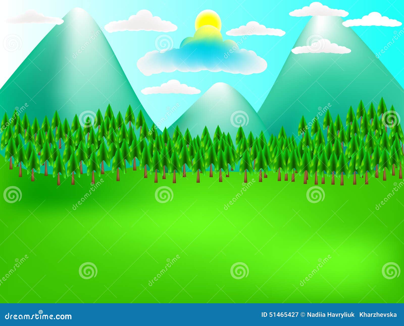 Spring Landscape of Mountains. Stock Vector - Illustration of mountain ...