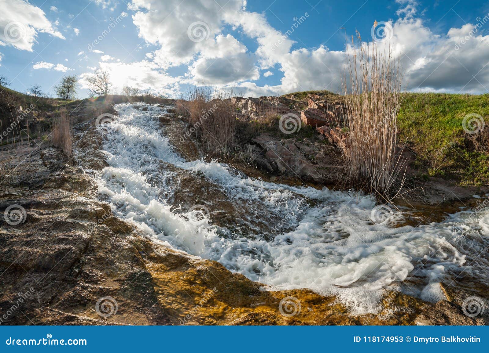 Small waterfall on river stock image. Image of recreation - 118174953