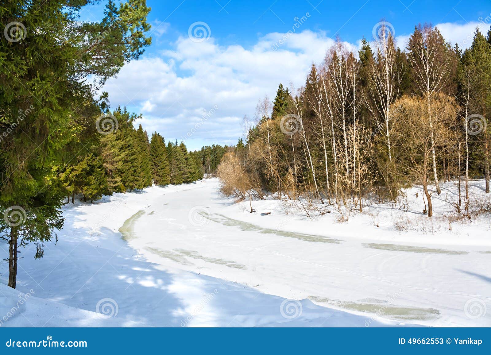 Spring Landscape with the River and the Forest Stock Image - Image of ...