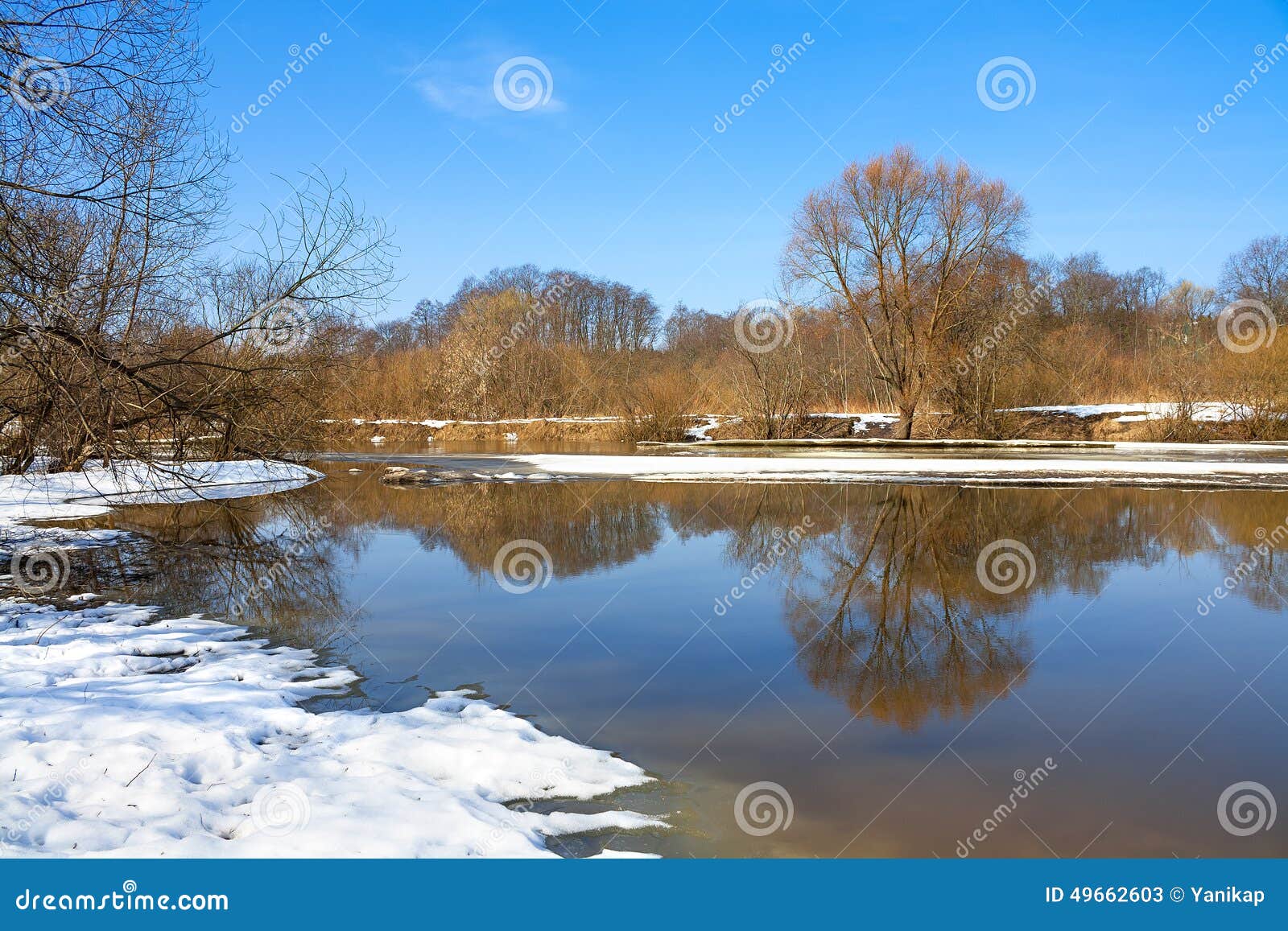 Spring Landscape with the River and the Forest Stock Image - Image of ...