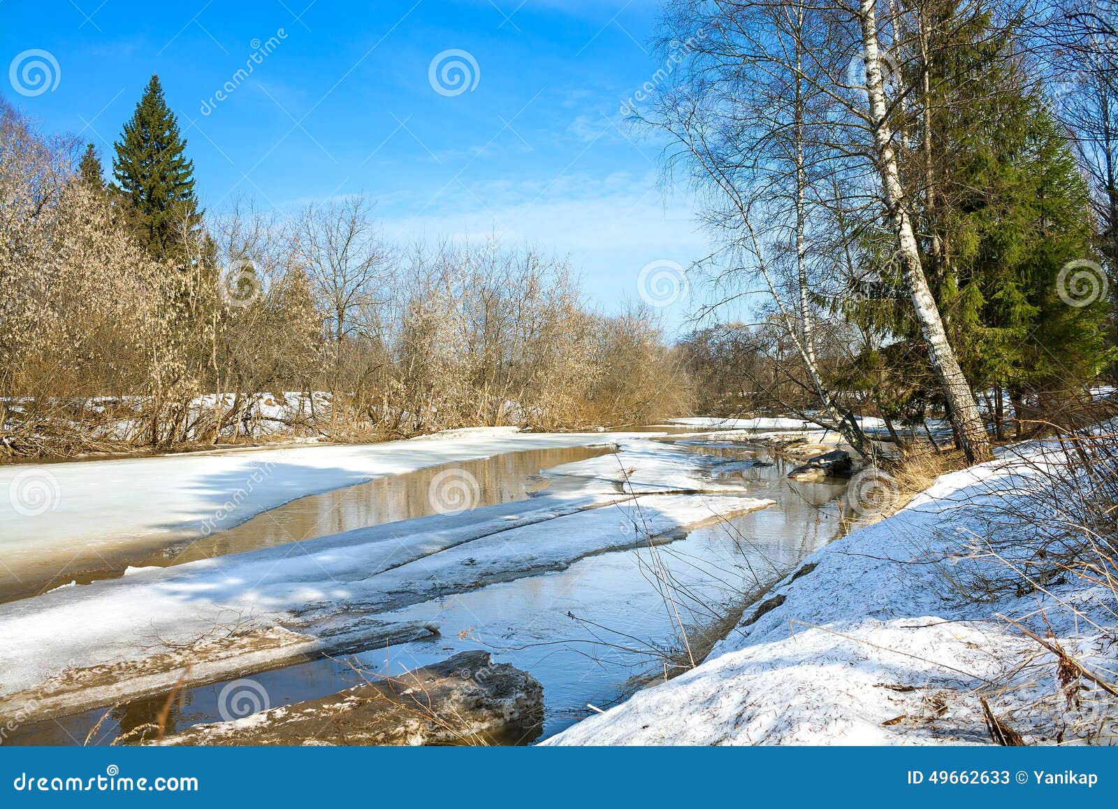 Spring Landscape with the River and the Forest Stock Image - Image of ...