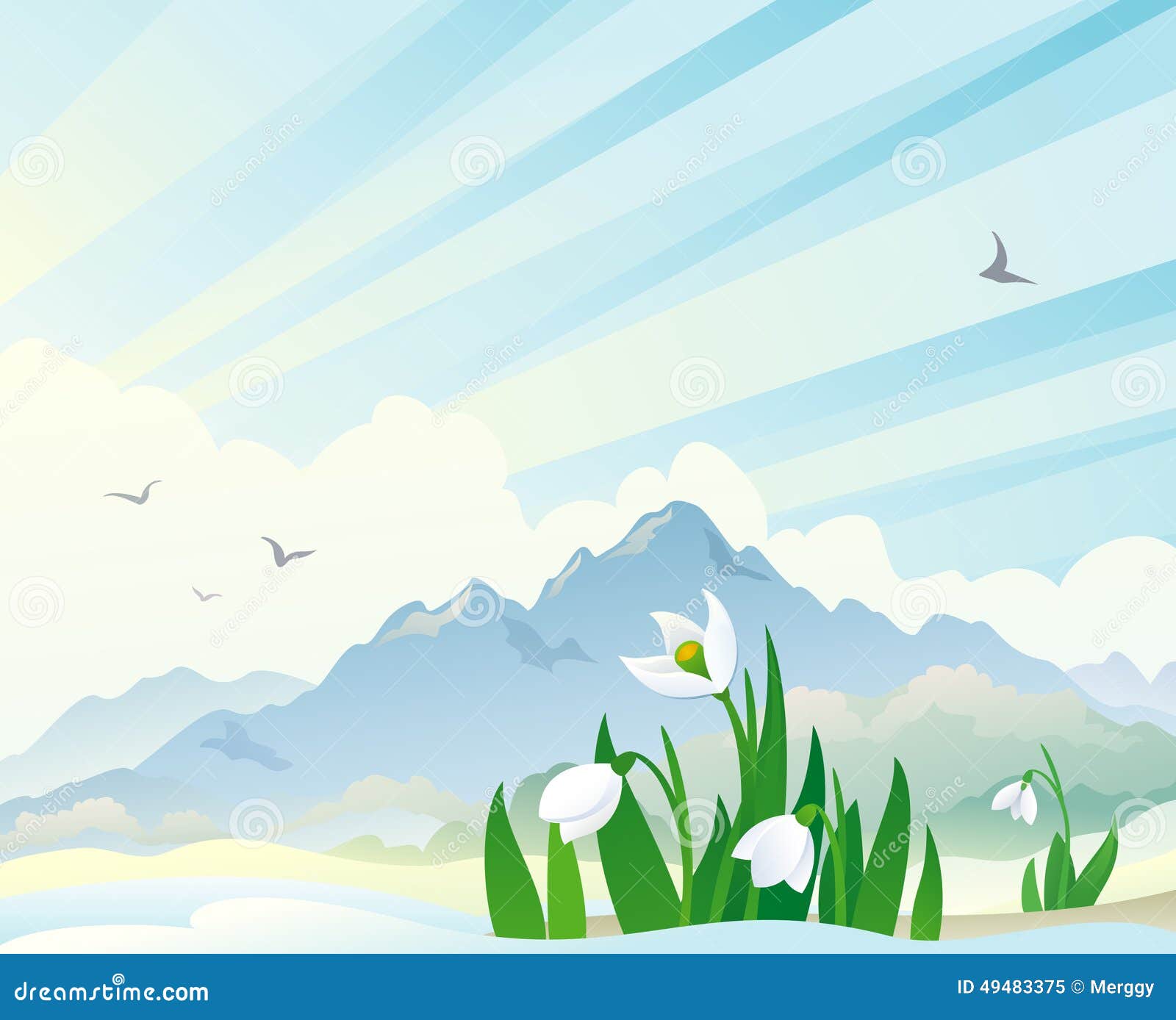 Spring Landscape with Snowdrops Stock Vector - Illustration of clipart ...