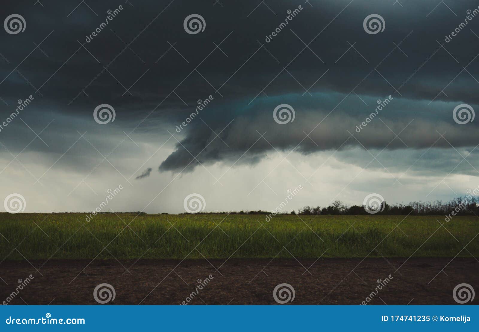 Spring Landscape with a Stormy Sky Stock Image - Image of spring ...