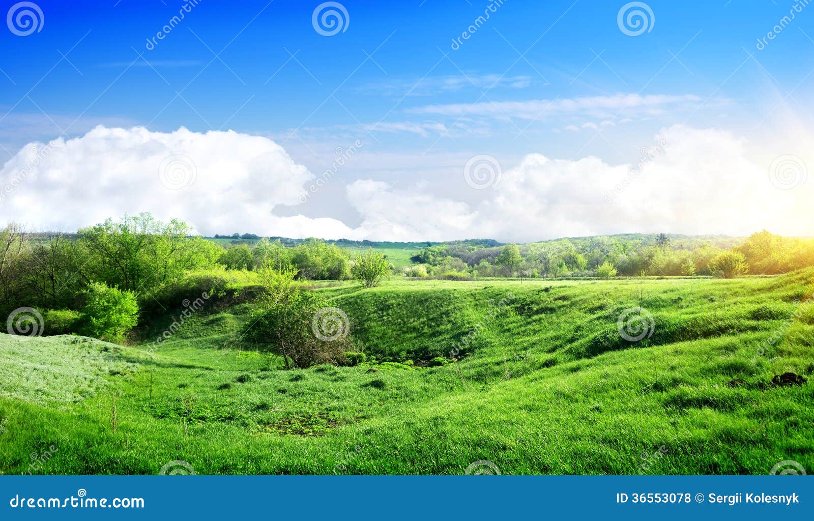 Spring landscape stock photo. Image of land, hill, grass - 36553078