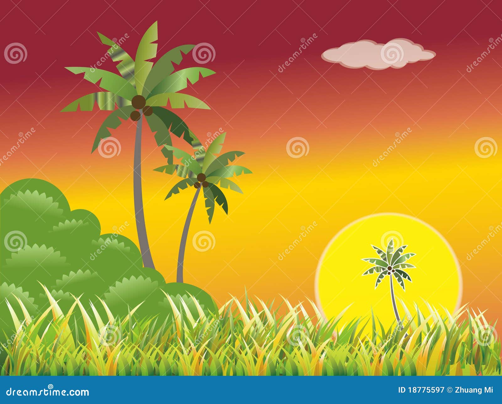 Spring Landscape with Sunshine Stock Vector - Illustration of outside ...