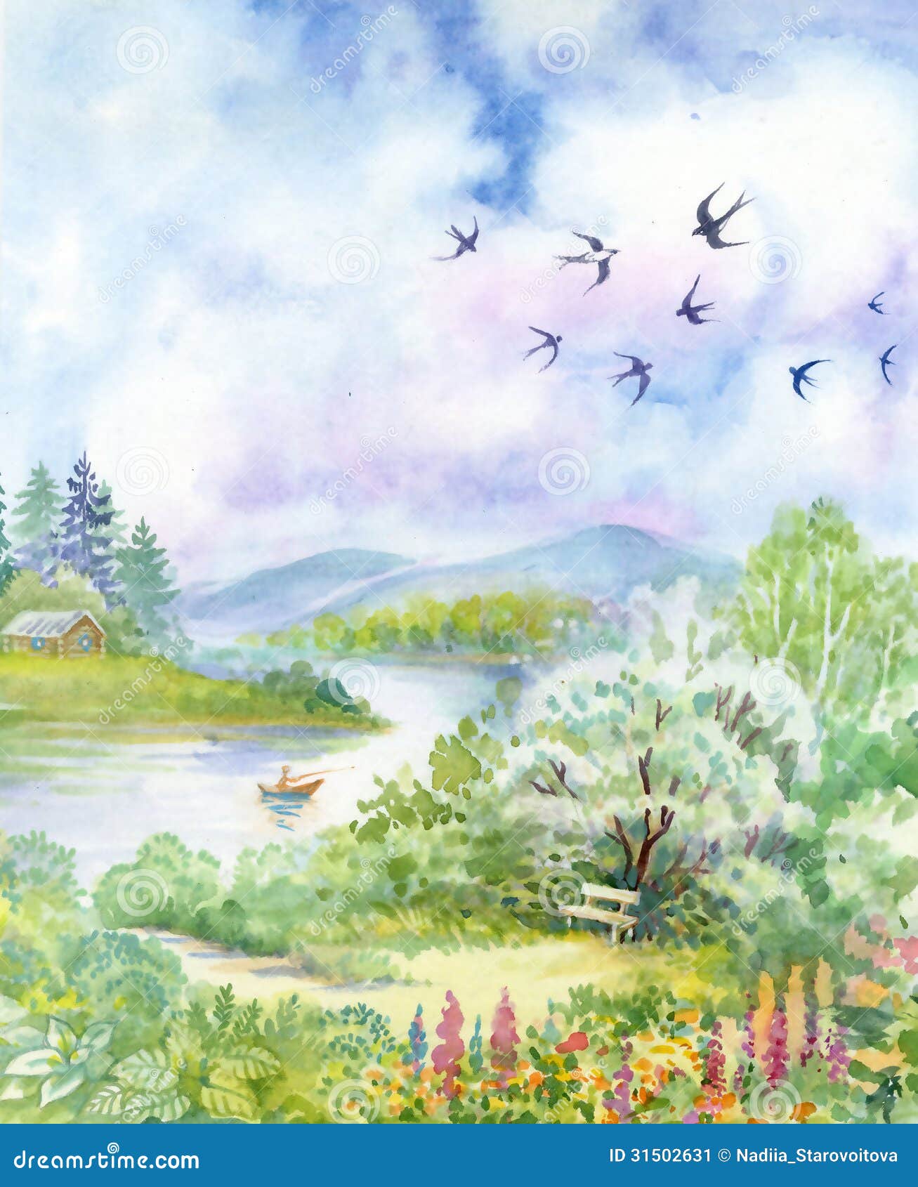 Spring Landscape Rural Countryside, Blossom Tree, Rural Nature Wwith ...