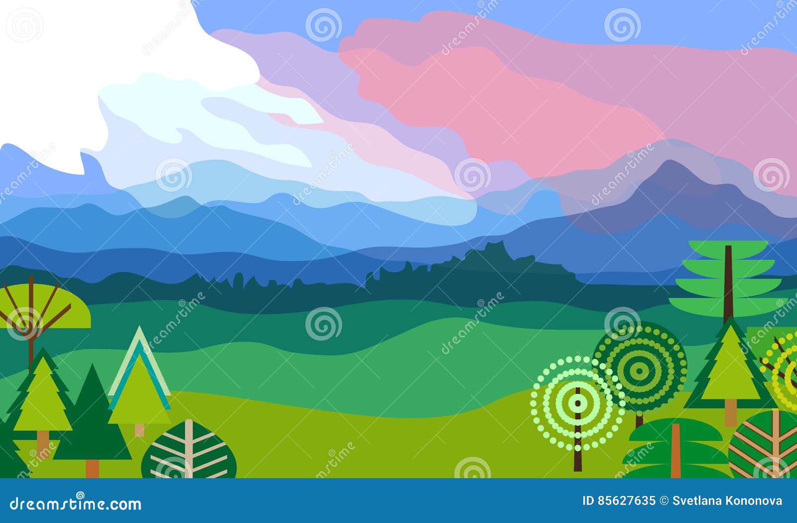 Spring Landscape. Vector Illustration. Stock Illustration ...