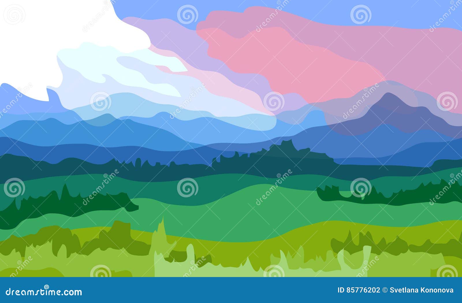 Spring Landscape. Vector Illustration. Stock Vector - Illustration of ...