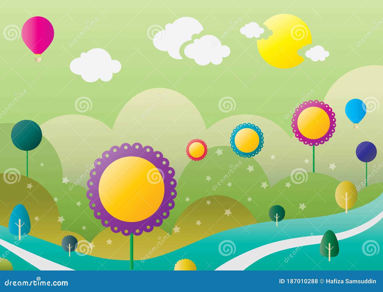 Spring Landscape. Vector Illustration Decorative Design Stock Vector ...