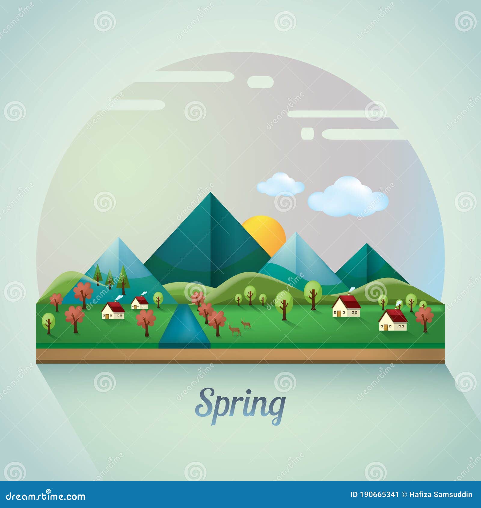 Spring Landscape. Vector Illustration Decorative Design Stock Vector ...