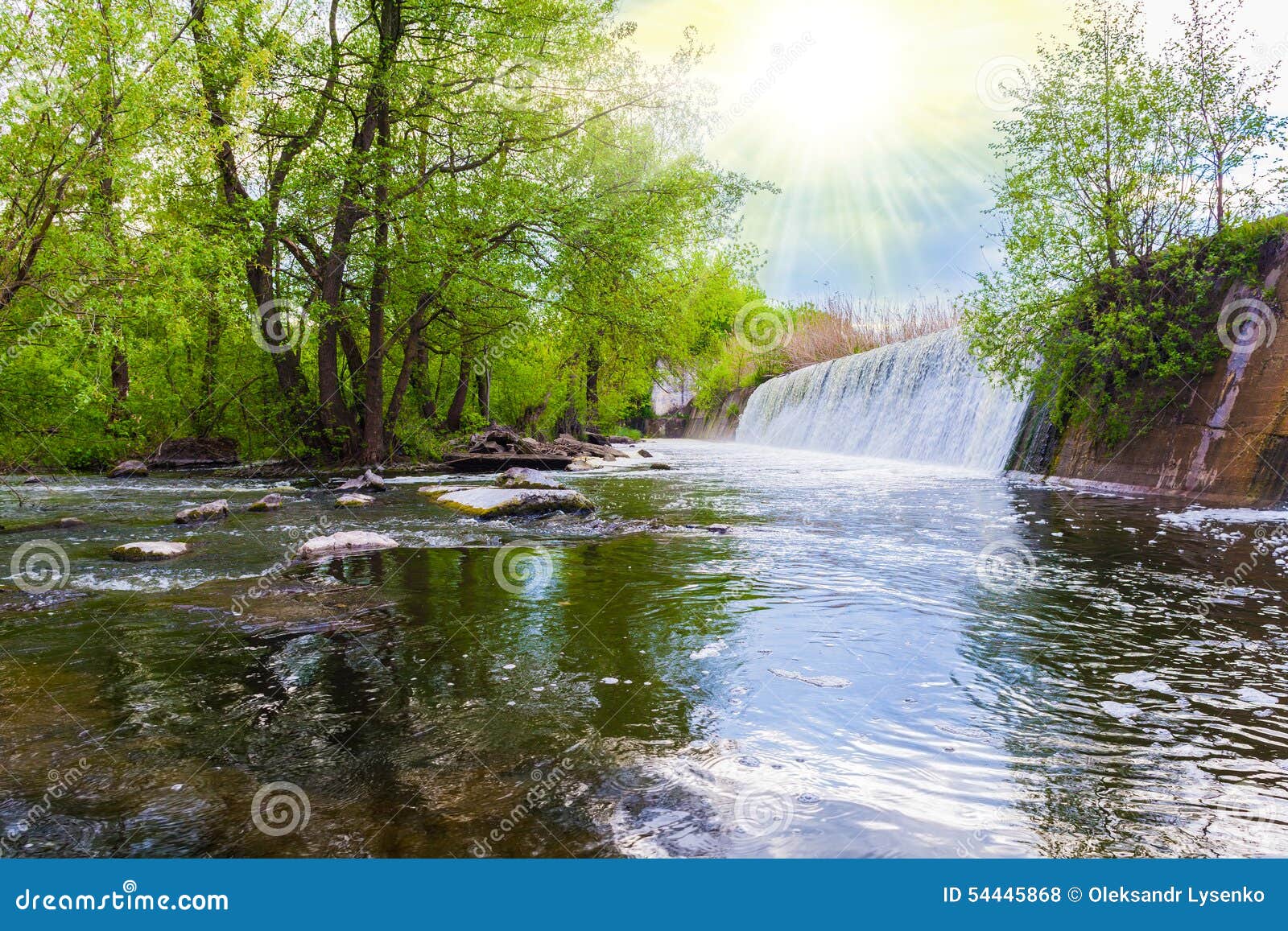 Spring landscape waterfall stock photo. Image of rural - 54445868