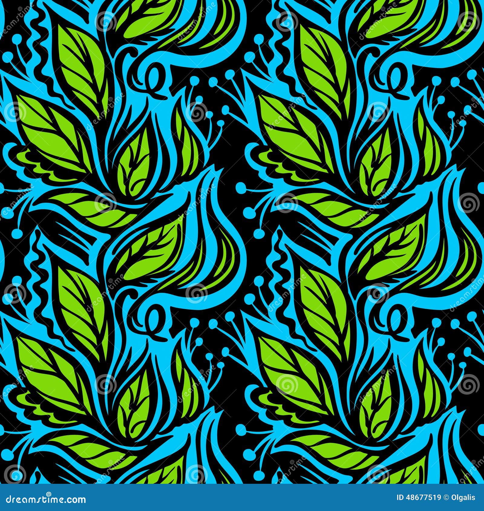 Spring Leaves Seamless Pattern Stock Illustration - Illustration of ...