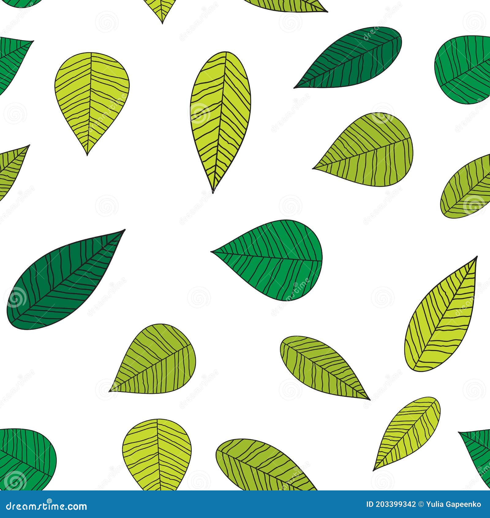 Spring Leaves Seamless Pattern Vector Illustration Stock Illustration