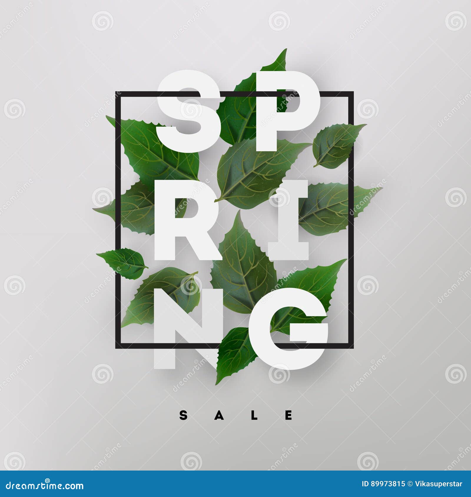 Spring letter with leaves. stock vector. Illustration of invitation ...