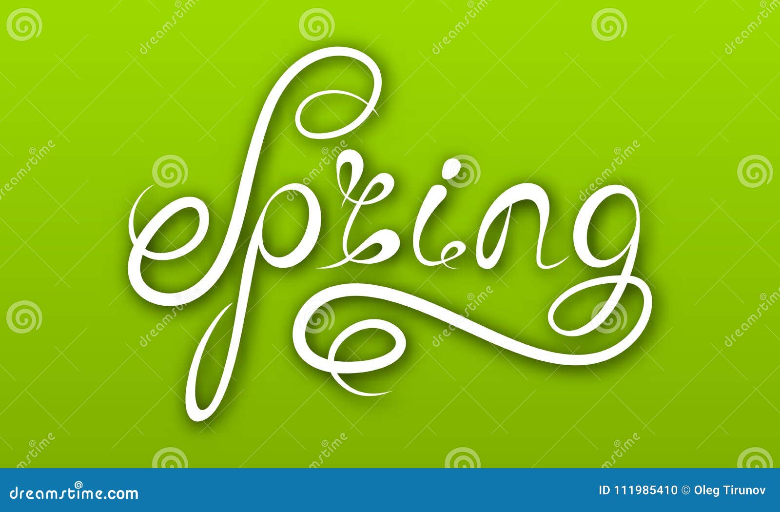 Spring Lettering, Calligraphic Text on Ggreen Background, Headline ...