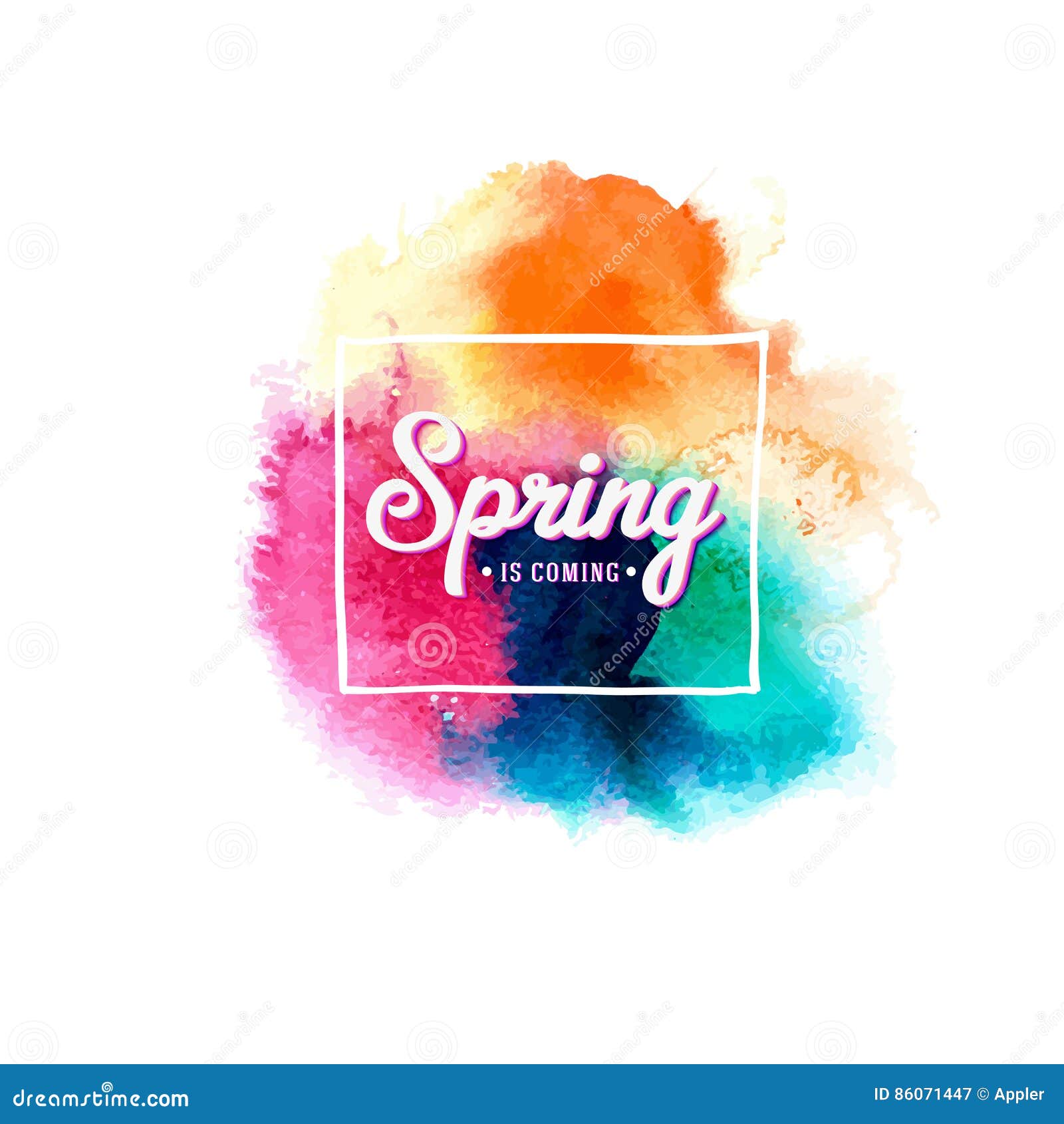 Spring Lettering with Frame Stock Vector - Illustration of bright ...