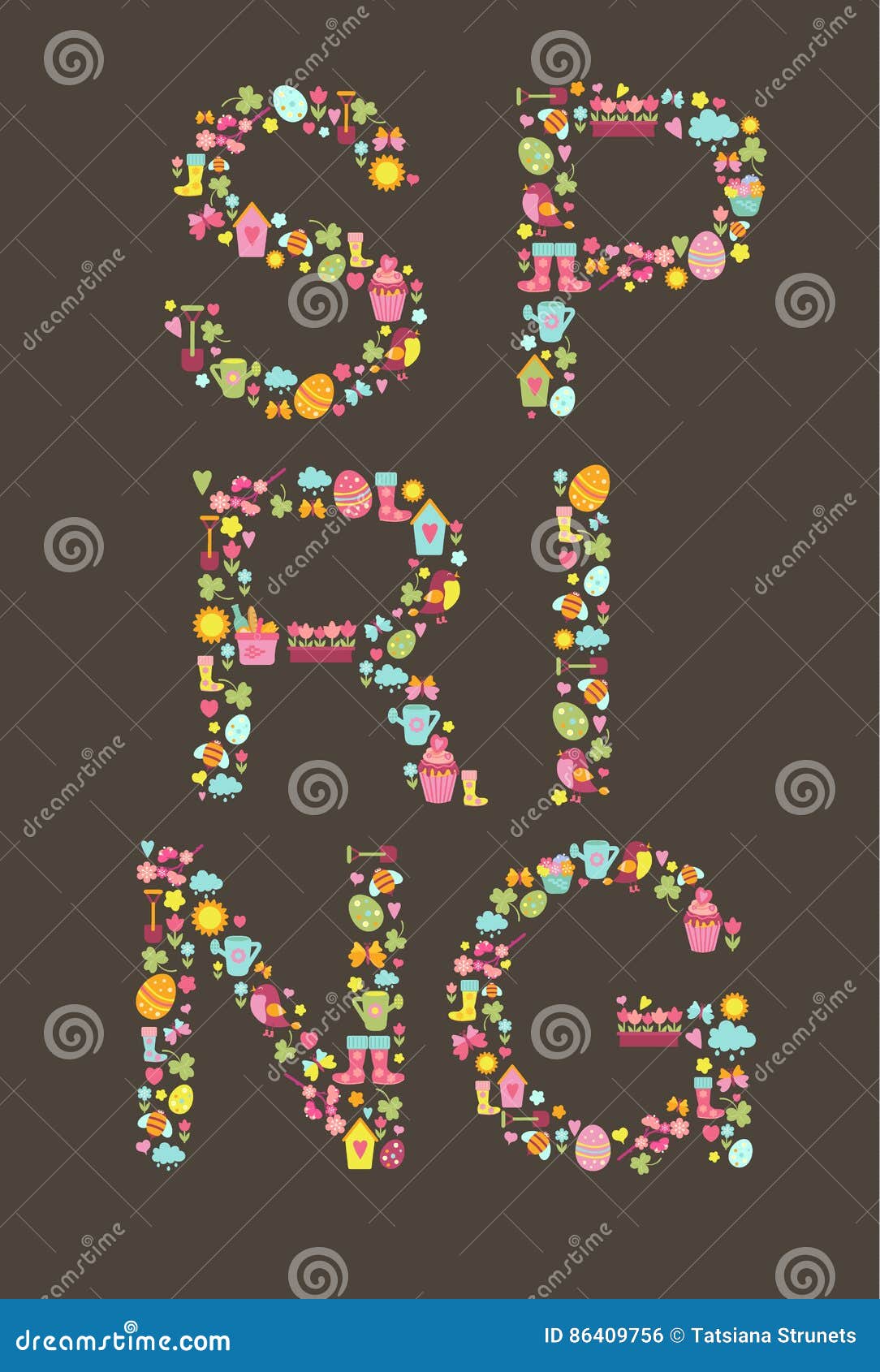 Spring Lettering, Vector Template. Stock Vector - Illustration of ...