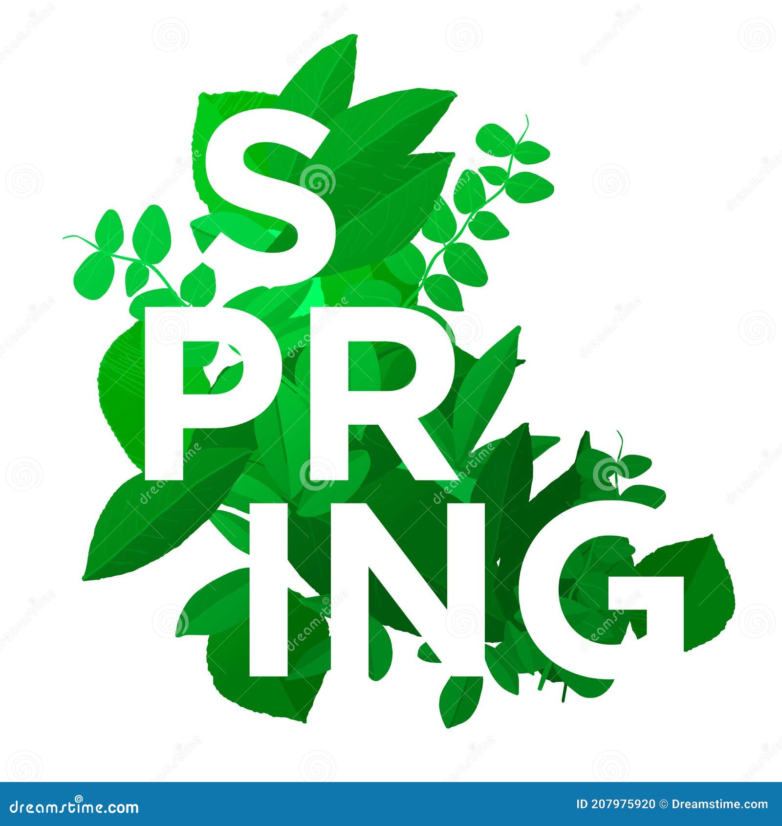 Spring Letters on Leaves Background. Spring Poster with Typography and ...
