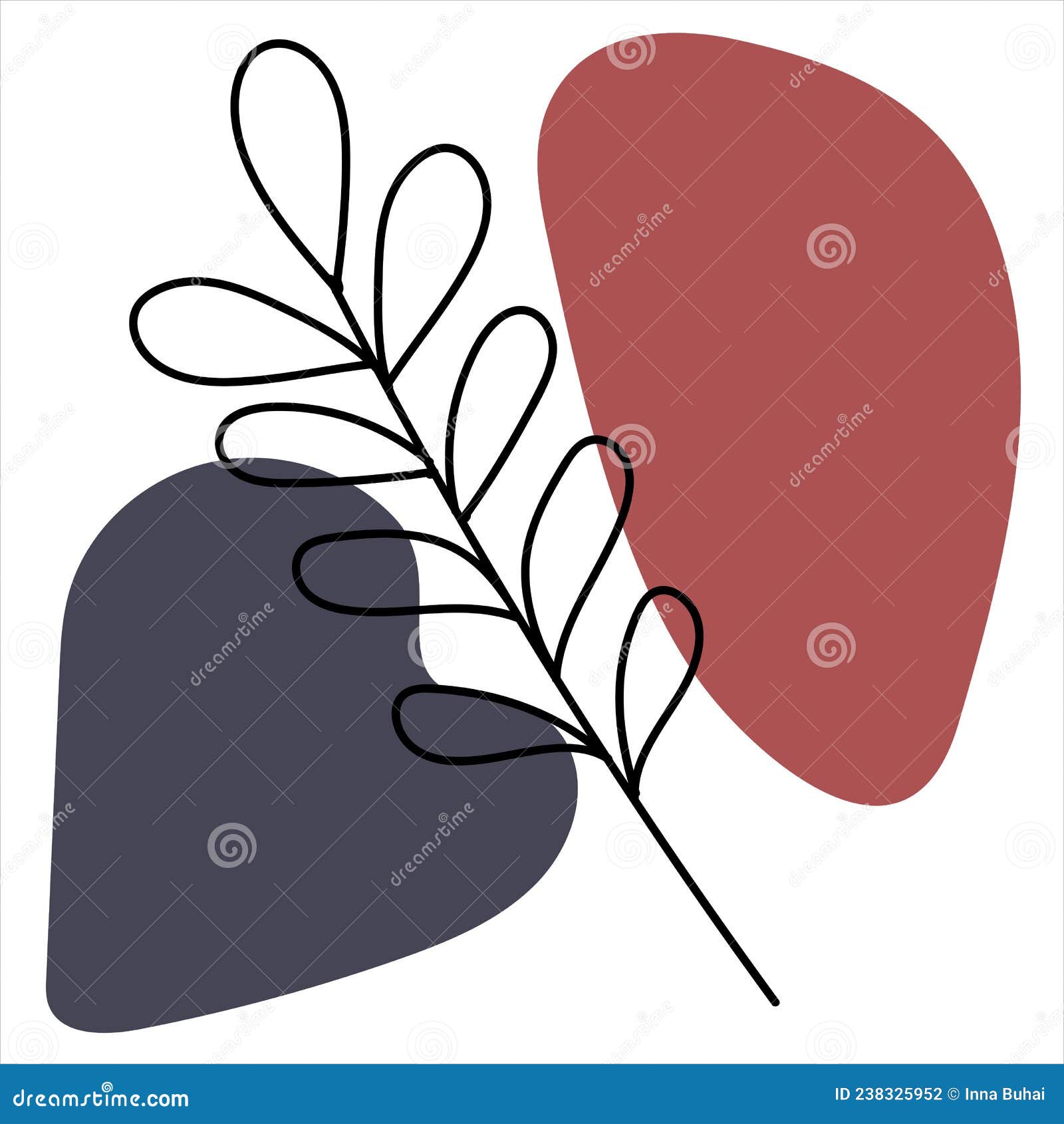 Spring Line Art Botanic Abstract Aesthetic Draw Stock Vector ...