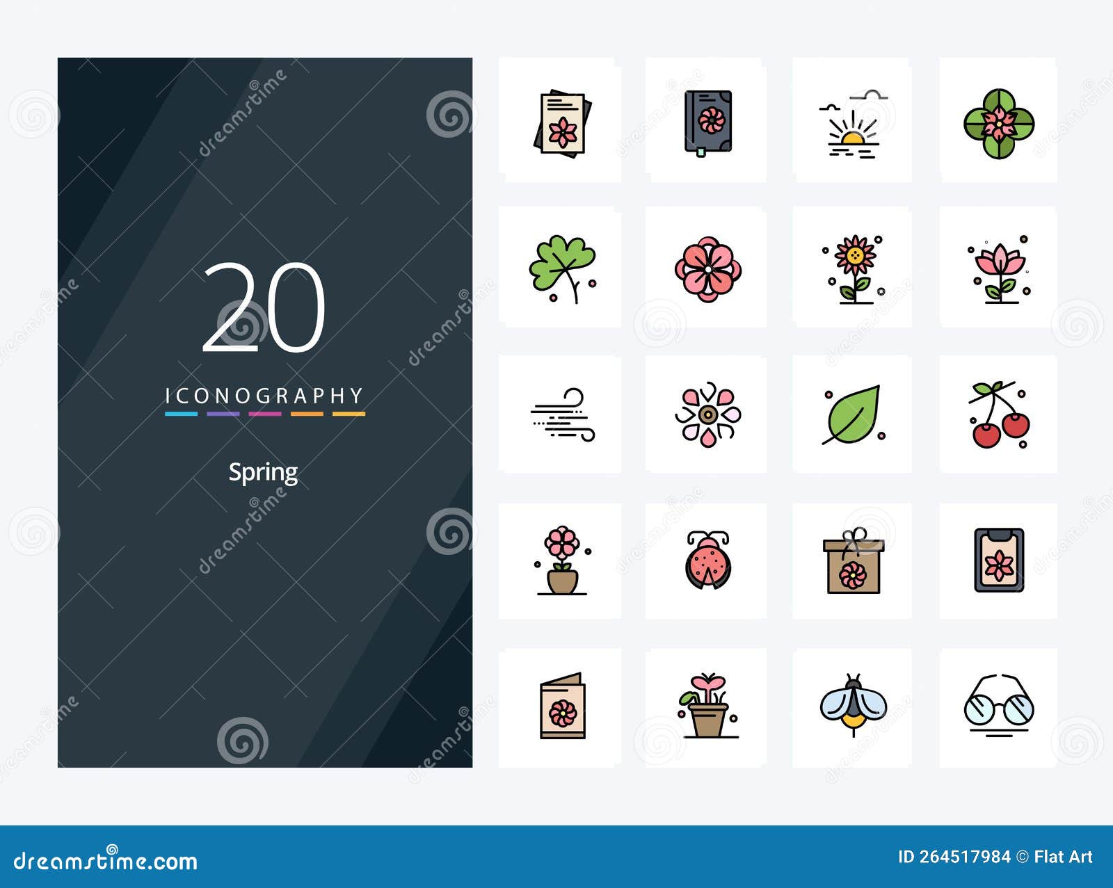 20 Spring Line Filled Icon for Presentation Stock Vector - Illustration ...