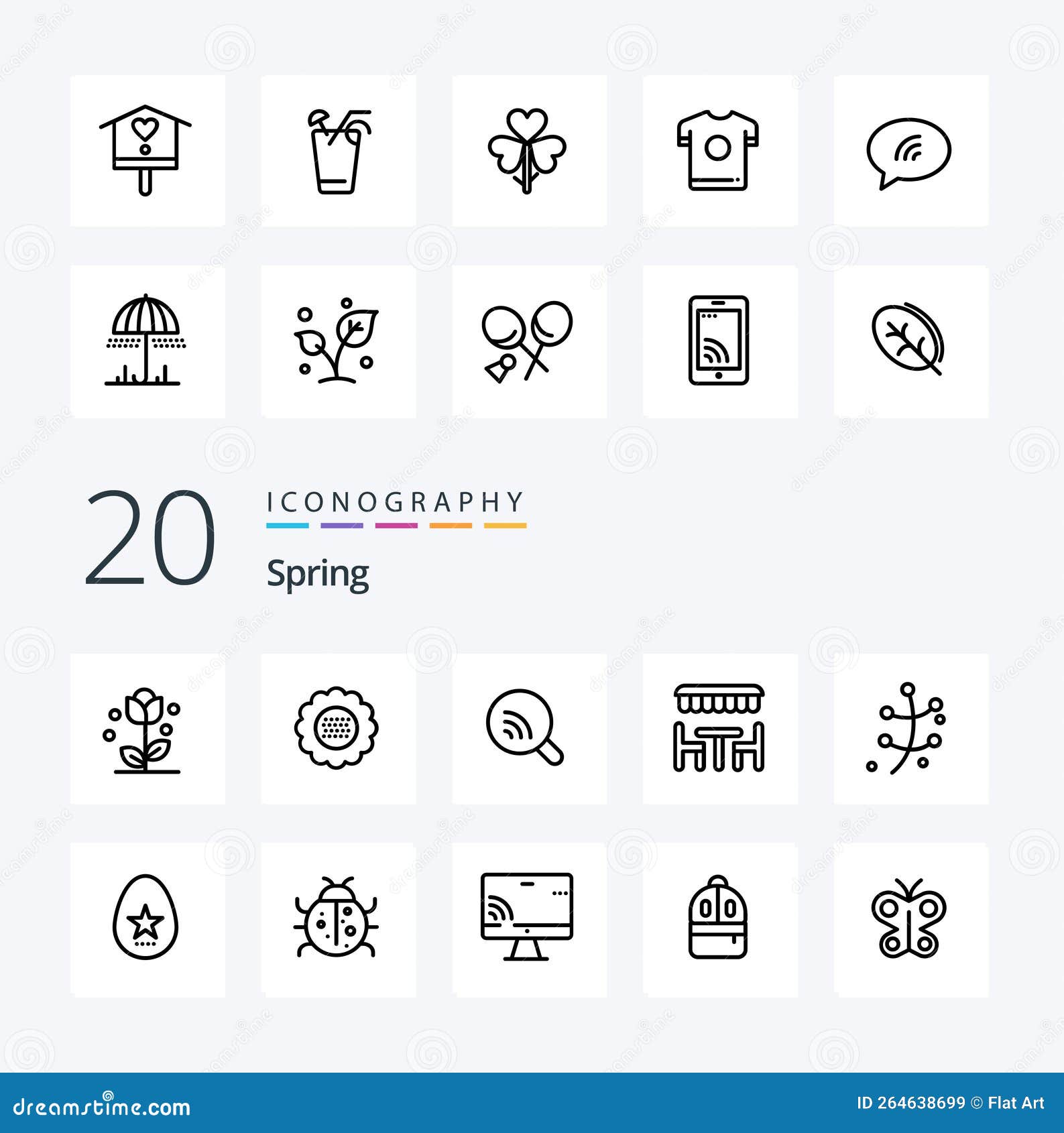 20 Spring Line Icon Pack. Like Egg. Plant. Signal. Leaf Stock Vector ...