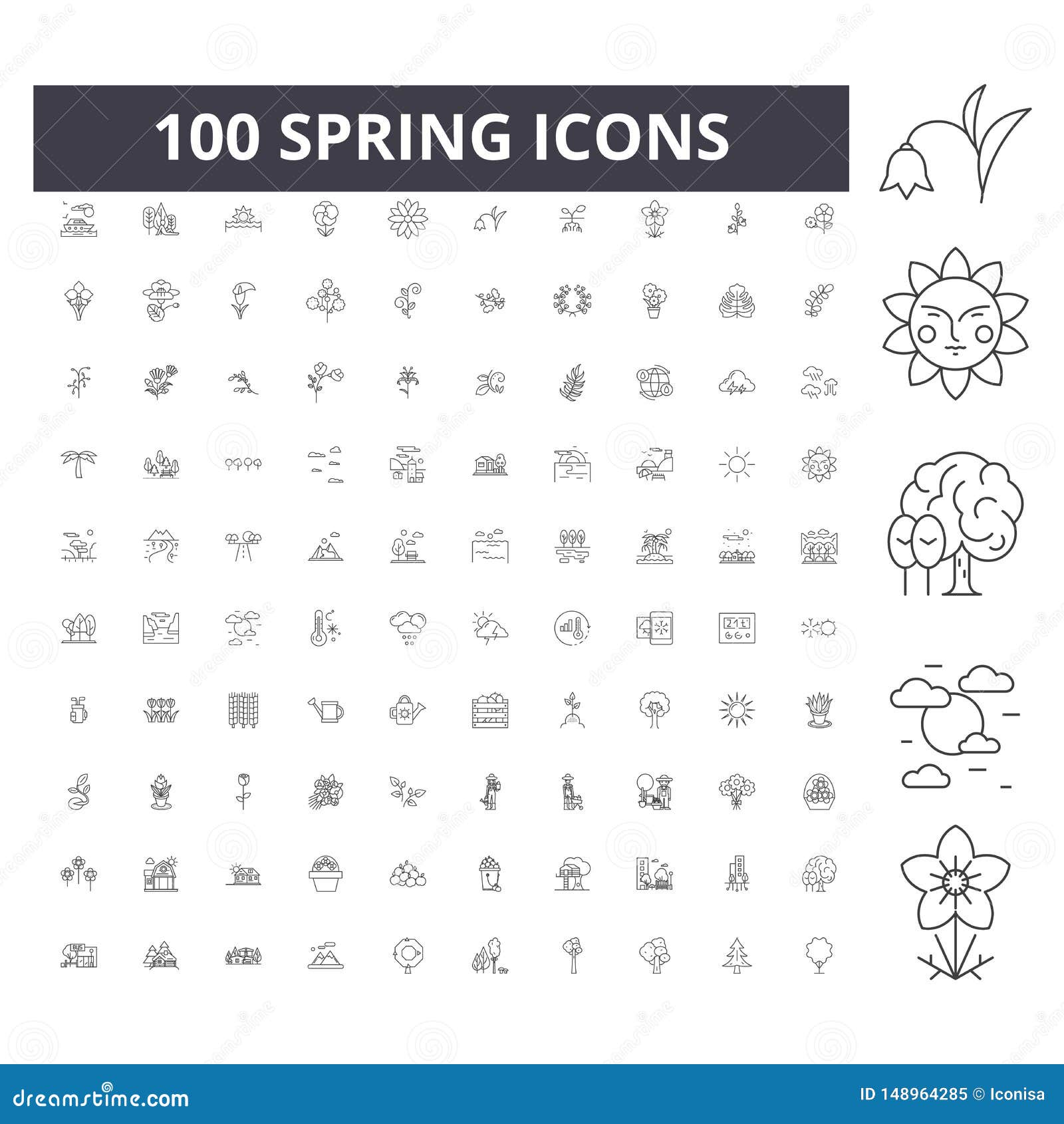 Spring Line Icons, Signs, Vector Set, Outline Illustration Concept ...