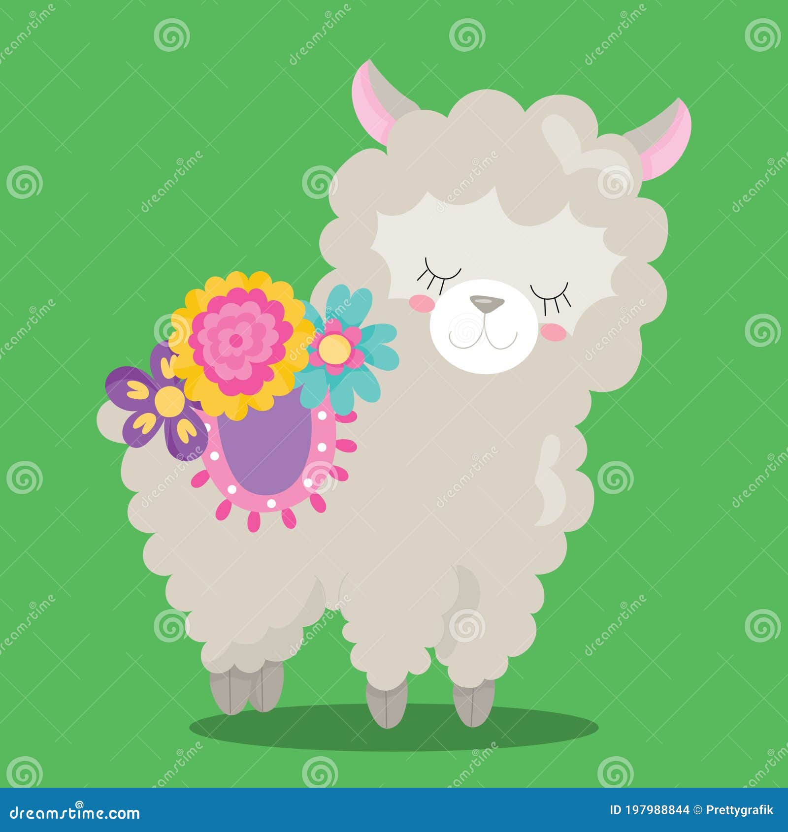 SPRING LLAMA GREY CLOSE 07 stock vector. Illustration of close - 197988844