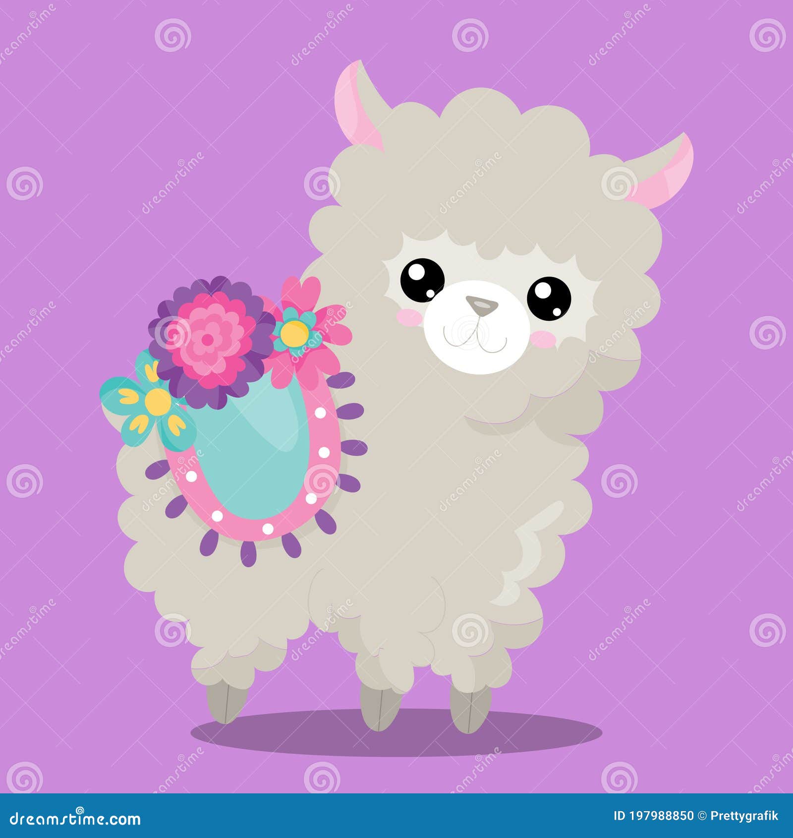 SPRING LLAMA GREY OPEN 04 stock vector. Illustration of graphic - 197988850