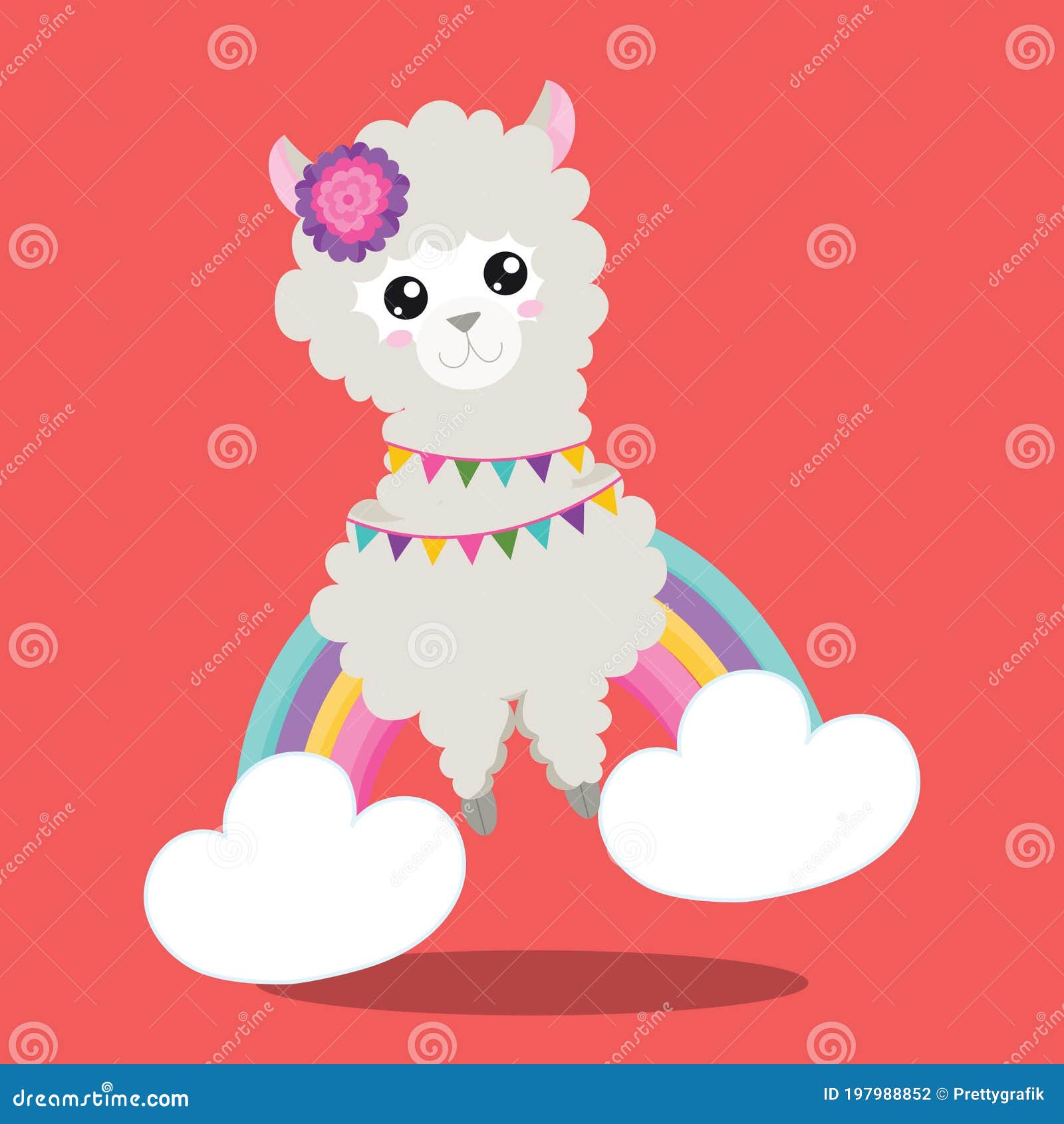 SPRING LLAMA on RAINBOW 01 stock vector. Illustration of rainbow ...