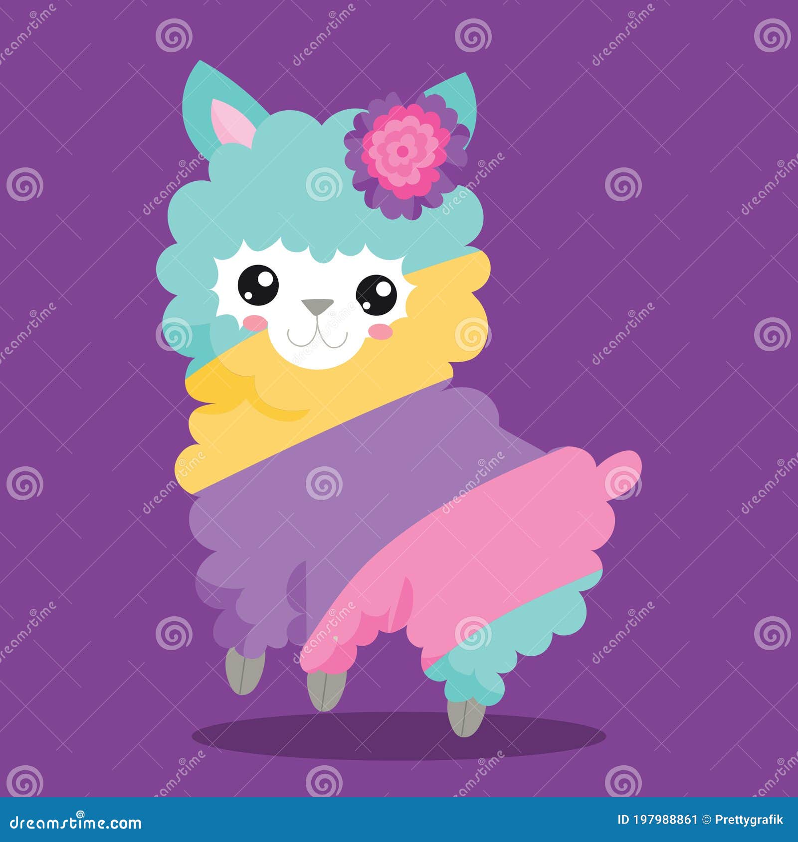 SPRING LLAMA RAINBOW 10 stock vector. Illustration of graphic - 197988861
