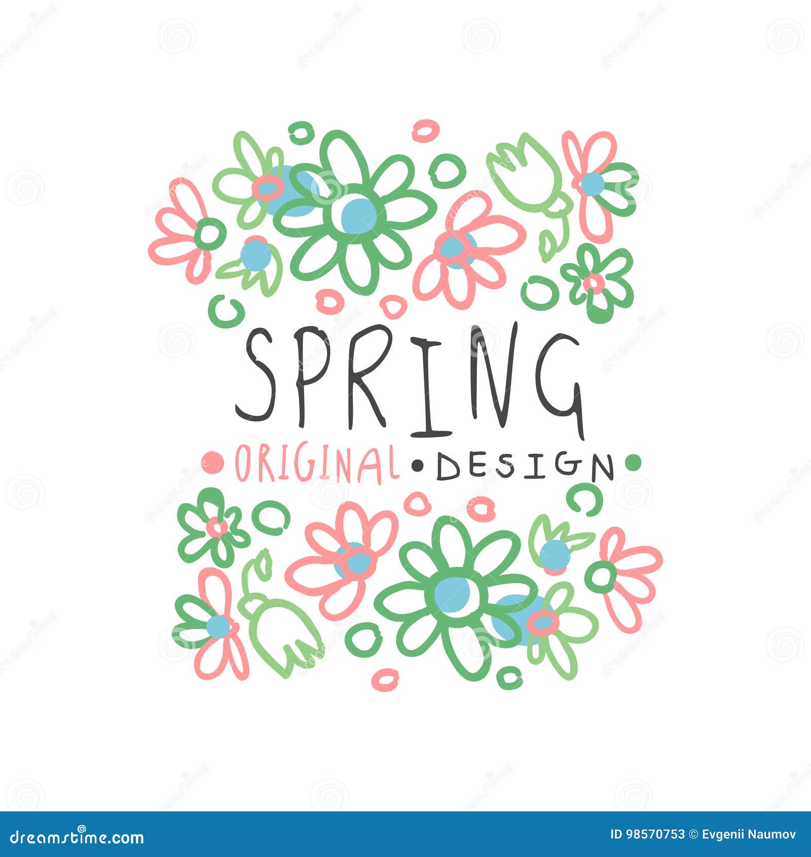 Spring Logo Template Original Design with Floral Elements, Colorful ...