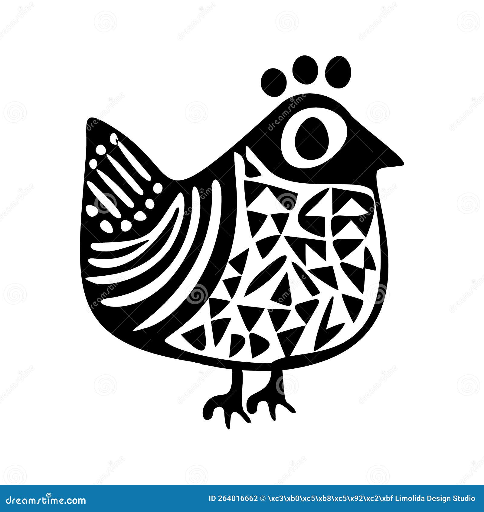 Spring Low Brow Quirky Chicken Motif. Easter Vector Farm Animal. Stock ...