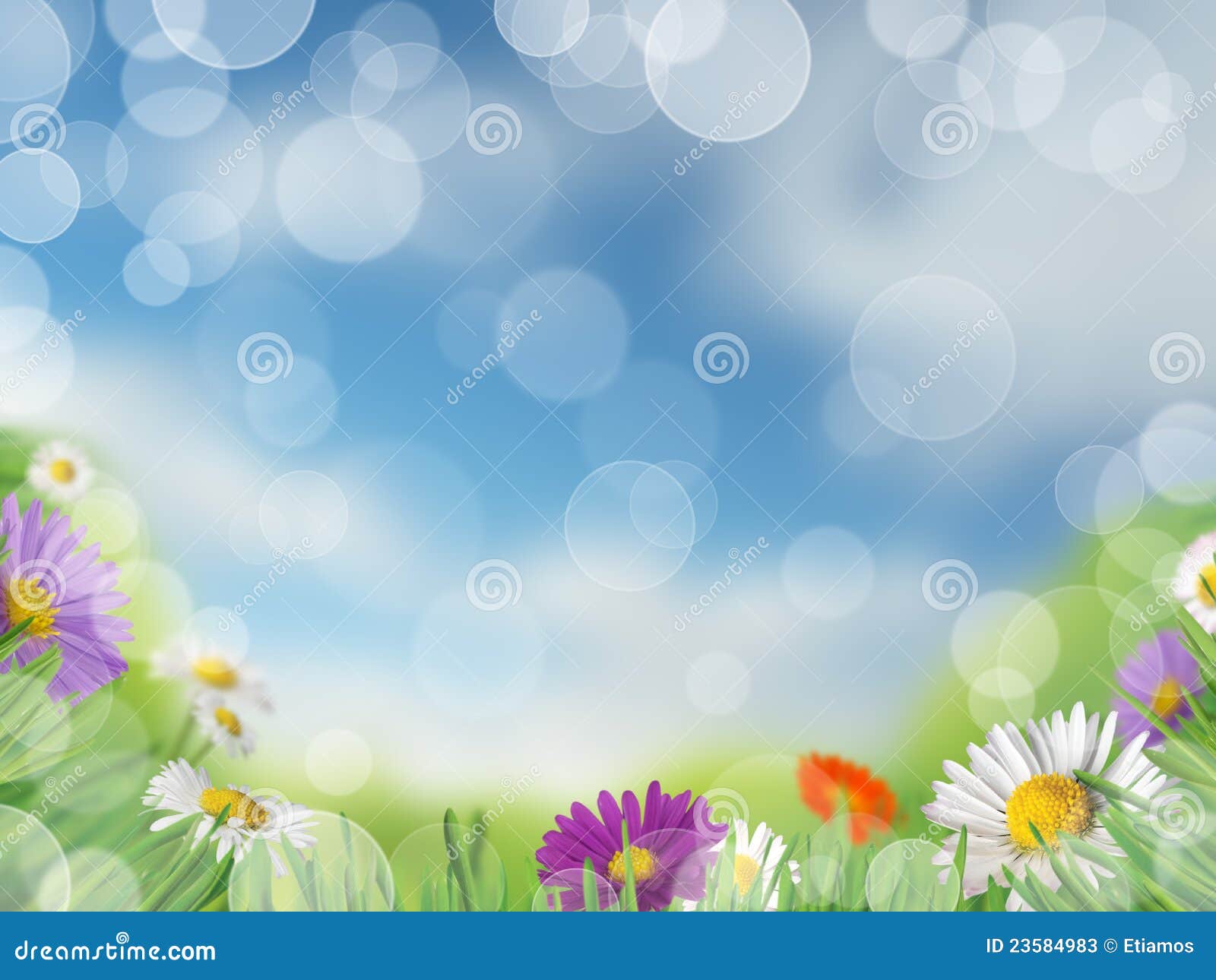 Spring meadow stock illustration. Illustration of cloud - 23584983