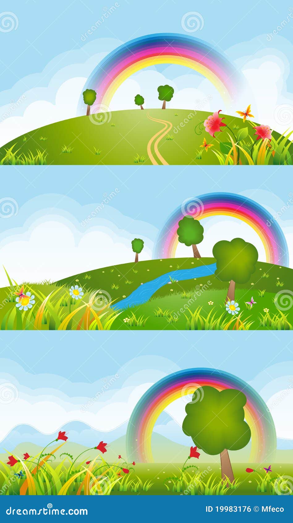 Spring Meadow With Strawberries Cartoon Vector | CartoonDealer.com ...