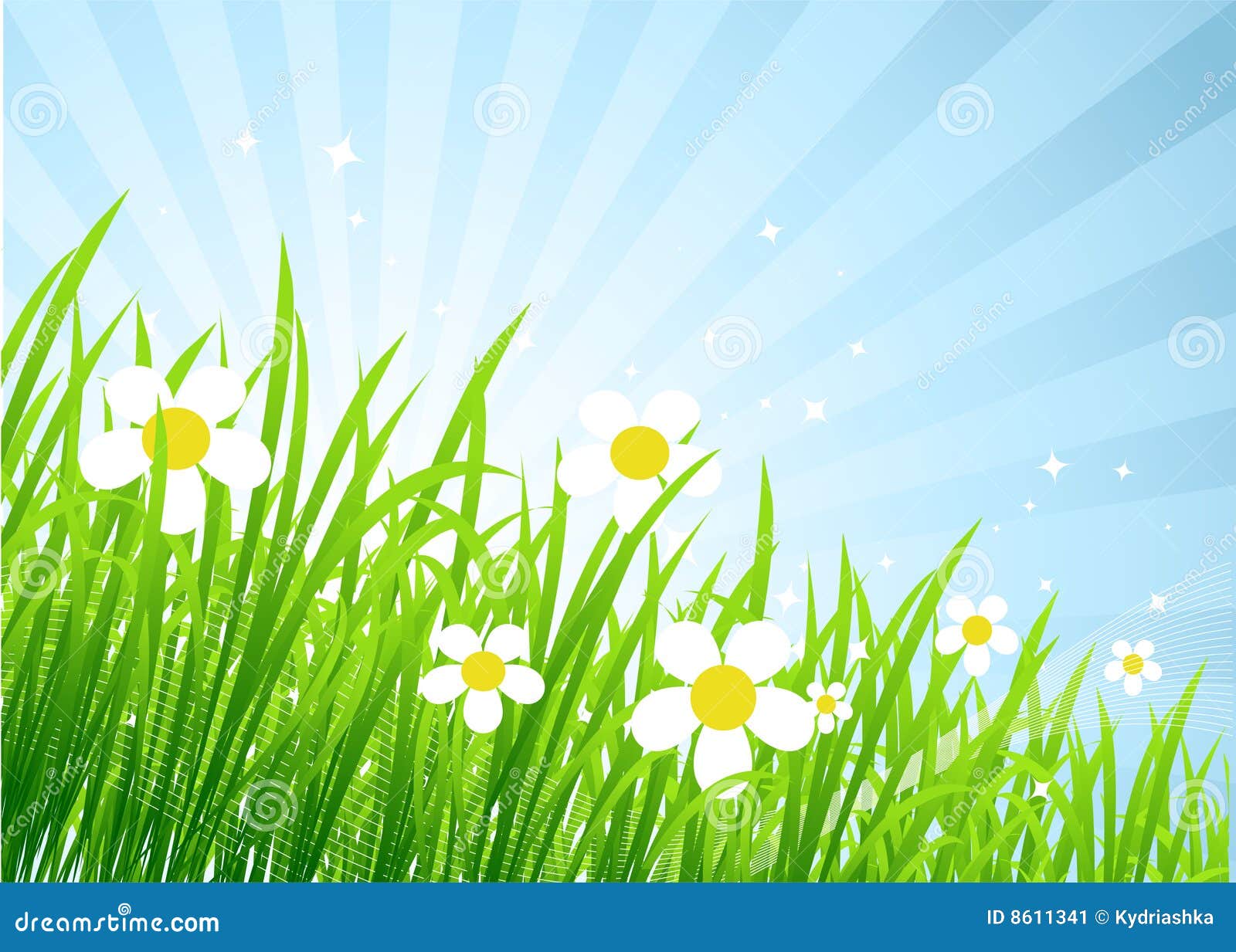 Spring meadow beautiful stock vector. Illustration of painting - 8611341