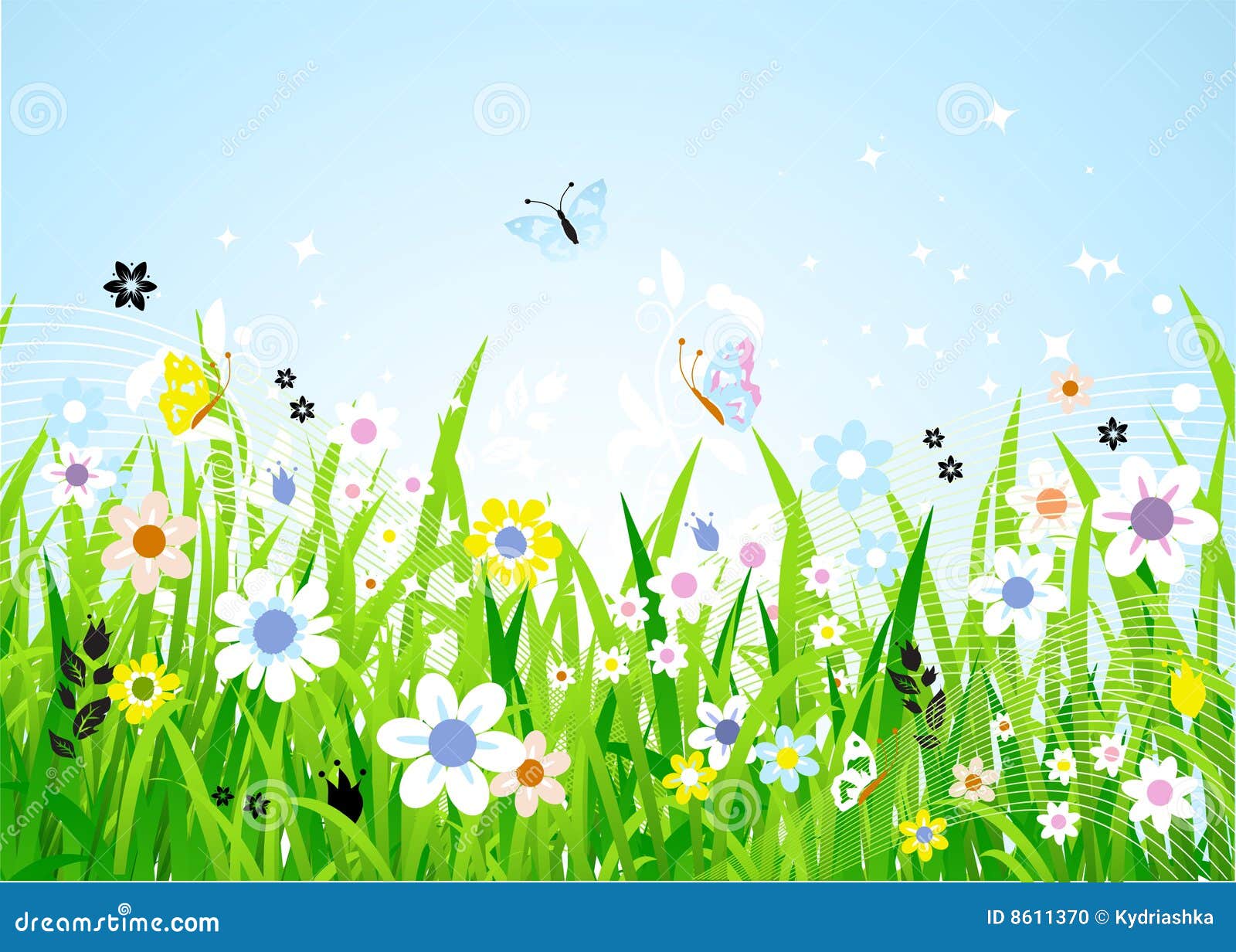 Spring Meadow With Strawberries Cartoon Vector | CartoonDealer.com ...