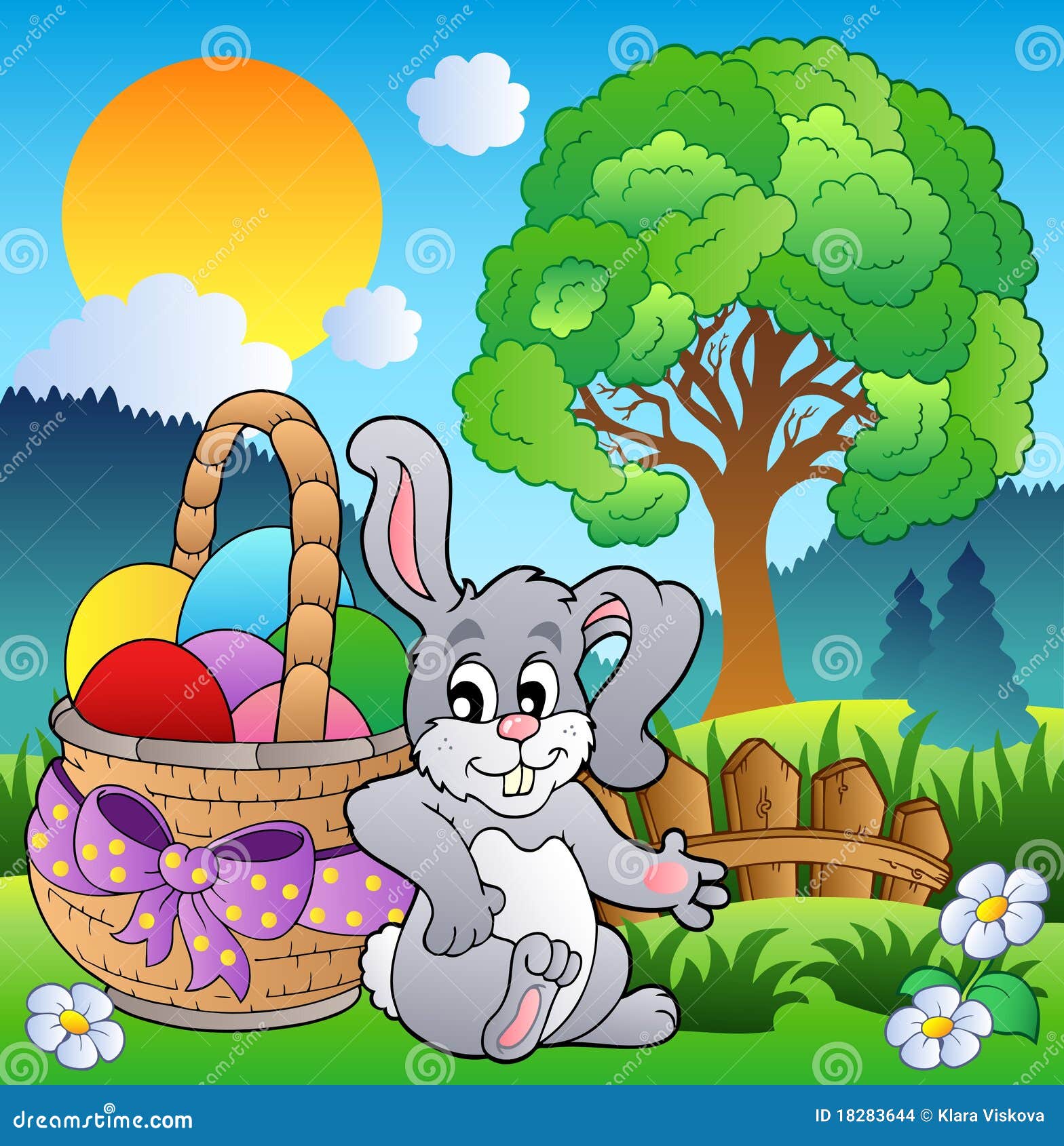 Spring Meadow With Strawberries Cartoon Vector | CartoonDealer.com ...