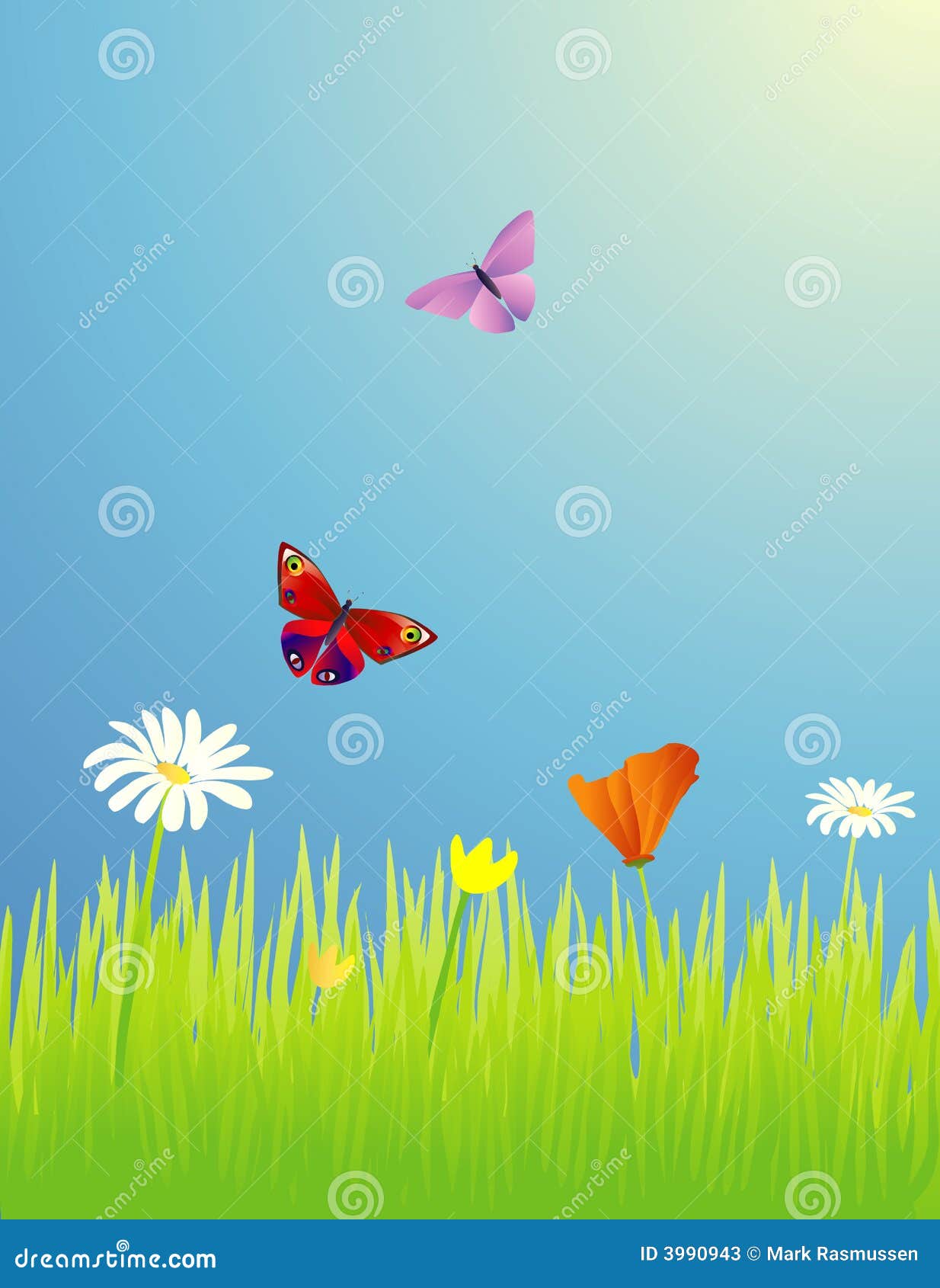 Spring Meadow Illustration stock vector. Illustration of daisies - 3990943