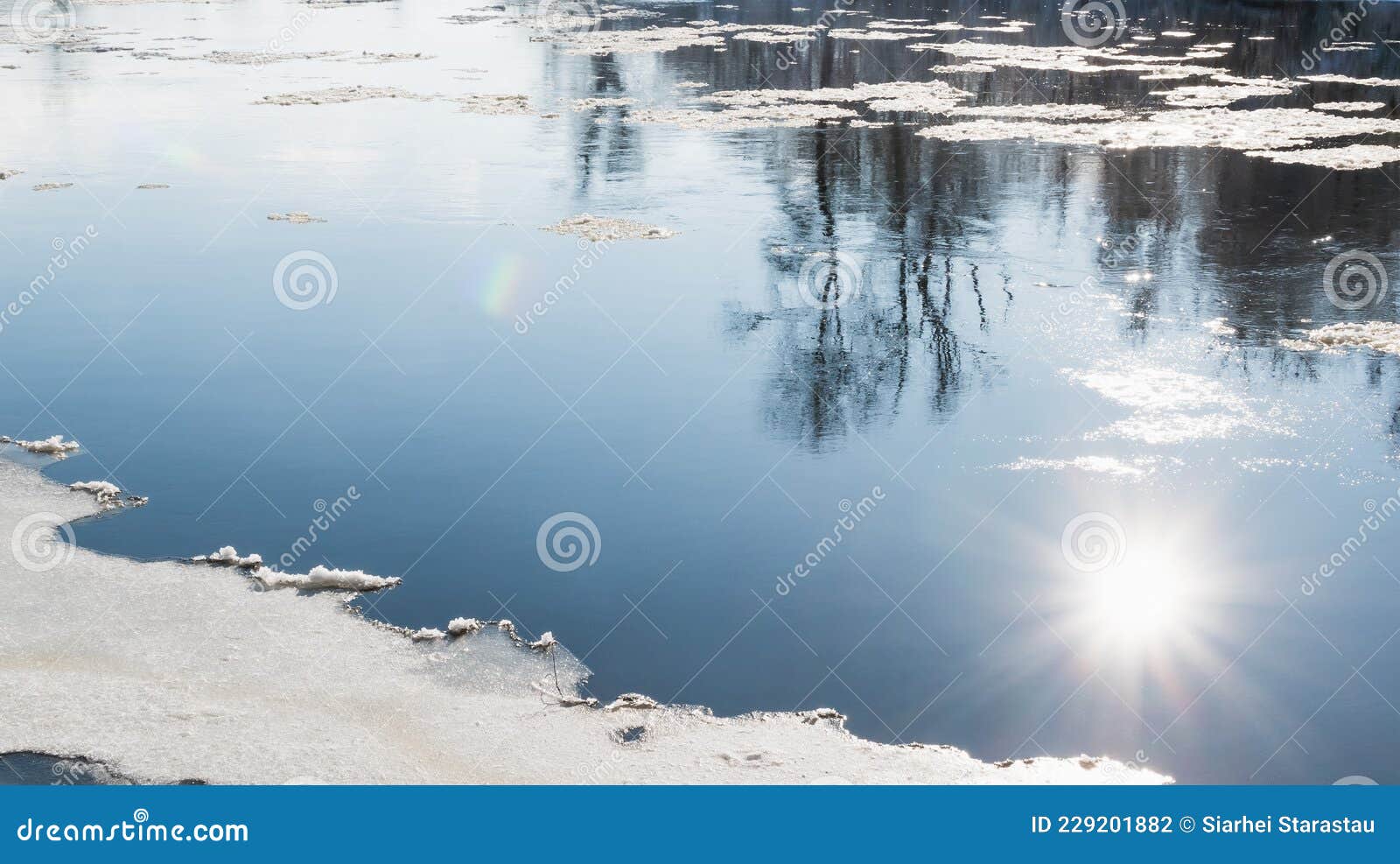 Spring Ice Melting on the River Stock Photo - Image of frozen ...