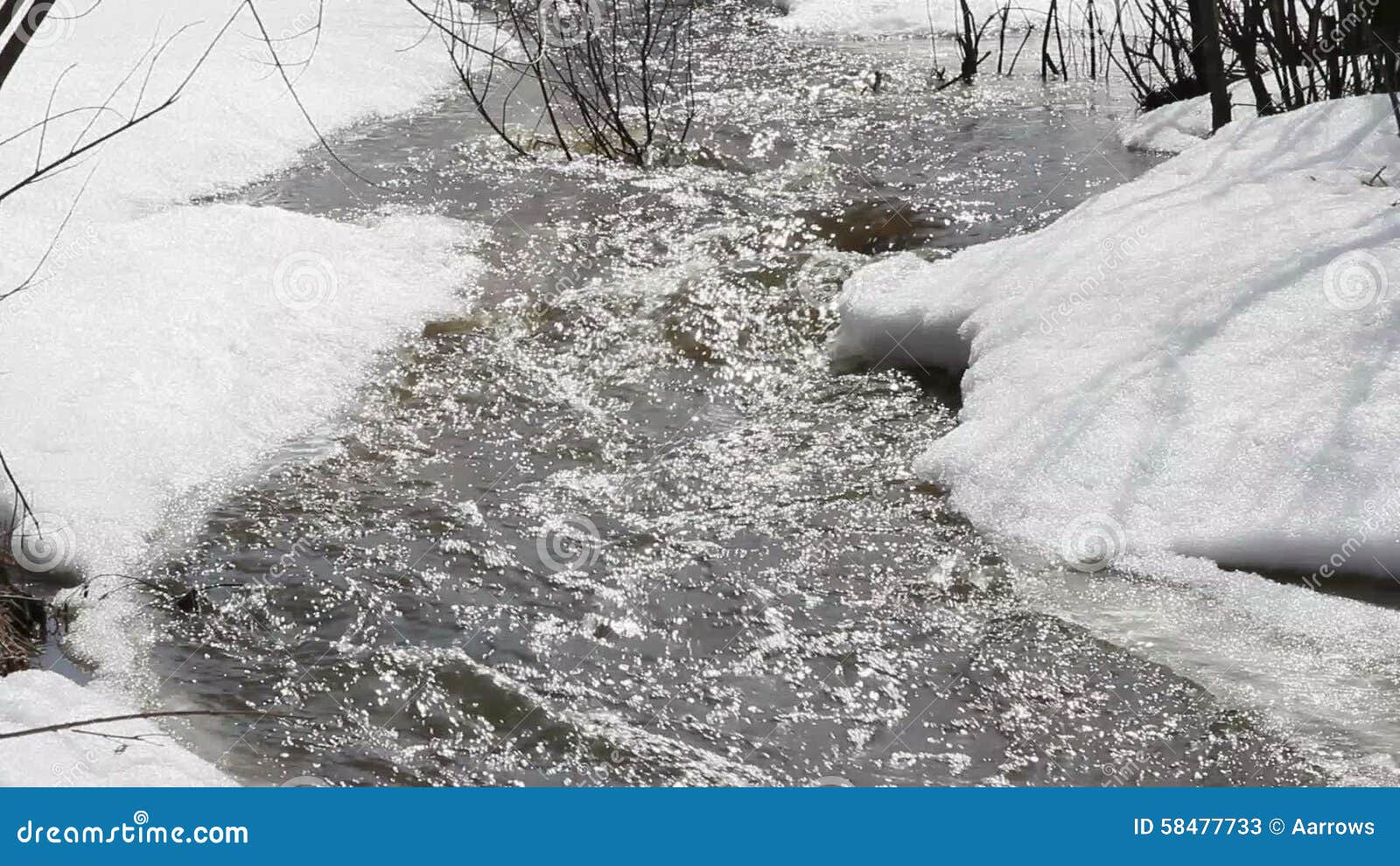 Spring Melting of Snow on the River, in April. Stock Video - Video of ...