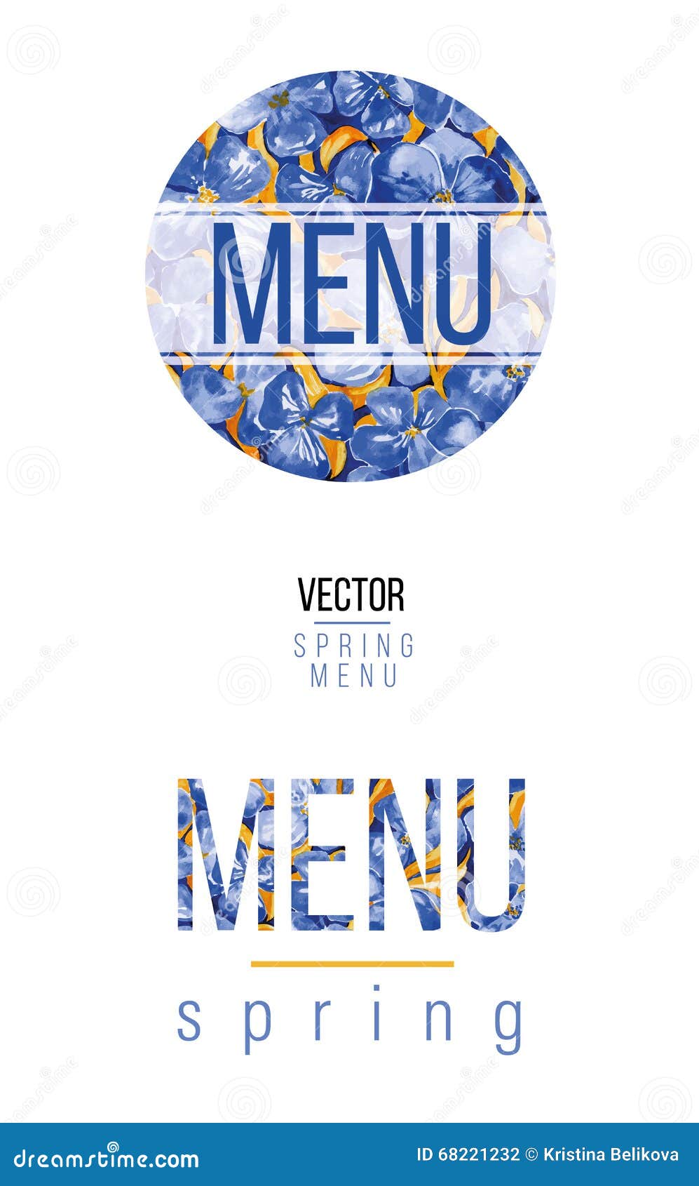 Spring Menu Design Options in Watercolor Stock Illustration ...
