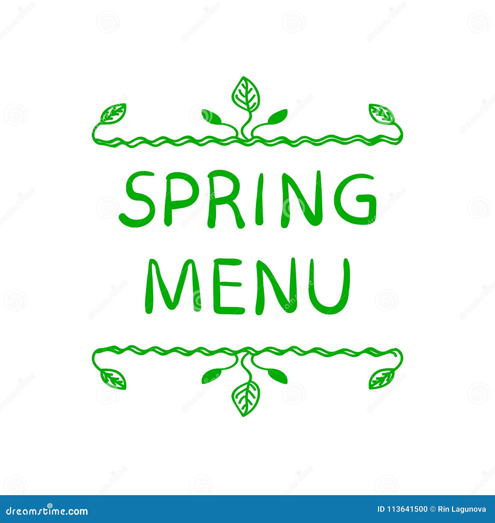 Spring Menu VECTOR Hand Drawn Doodle Vignette, Design on White ...