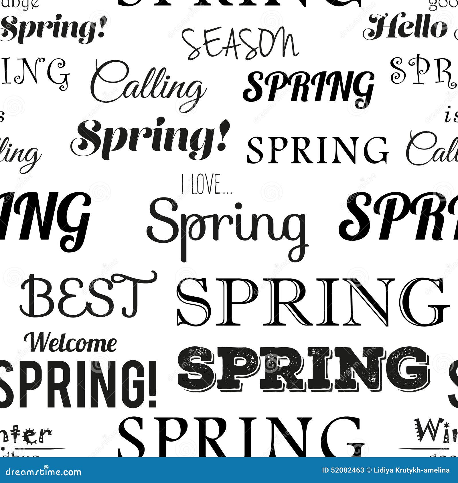 Spring Modern Typographic Seamless Pattern. Stock Vector - Illustration ...