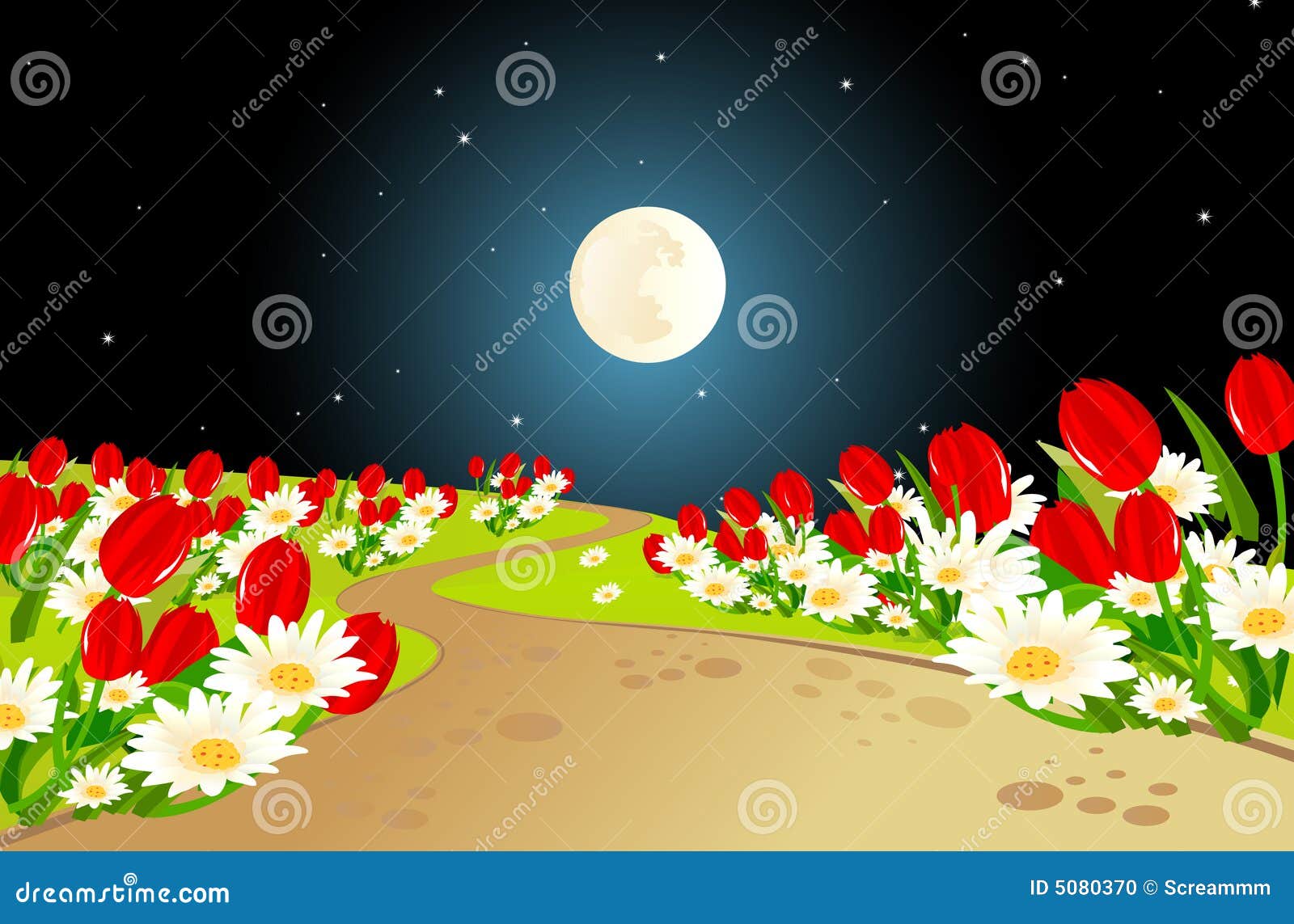 Spring Moonlight Background Stock Illustration - Illustration of ...