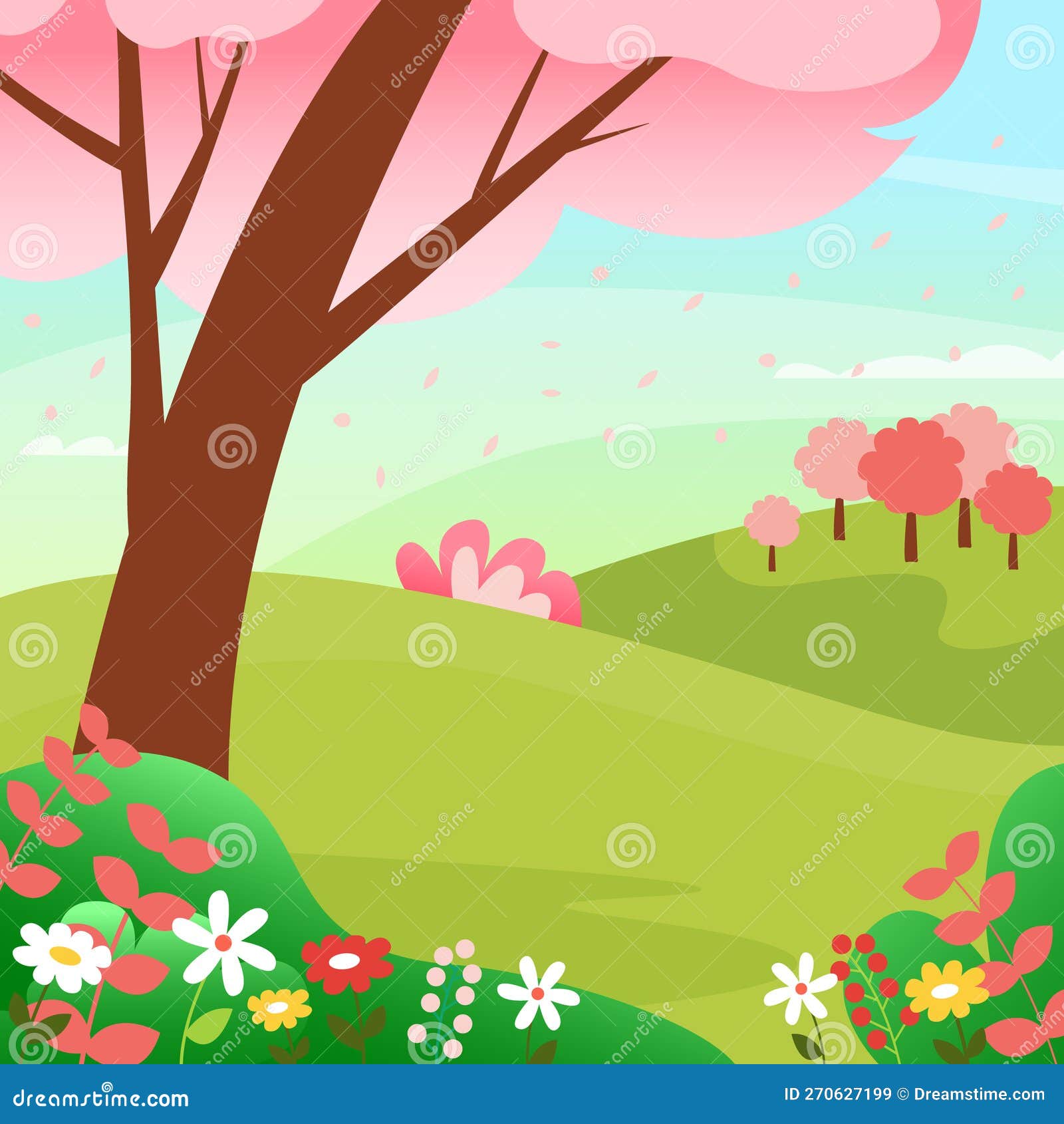 Spring Morning Landscape in Bloom. Landscape Background. Stock ...