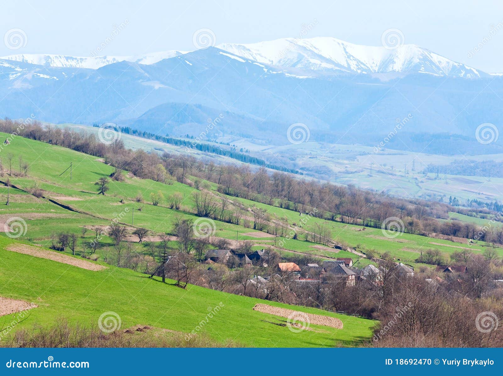 Spring Mountain Country Valley View Stock Photo - Image of idyllic ...